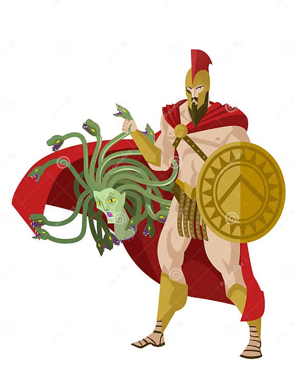 Perseus Greek Mythology Hero with Medusa Head Stock Vector ...