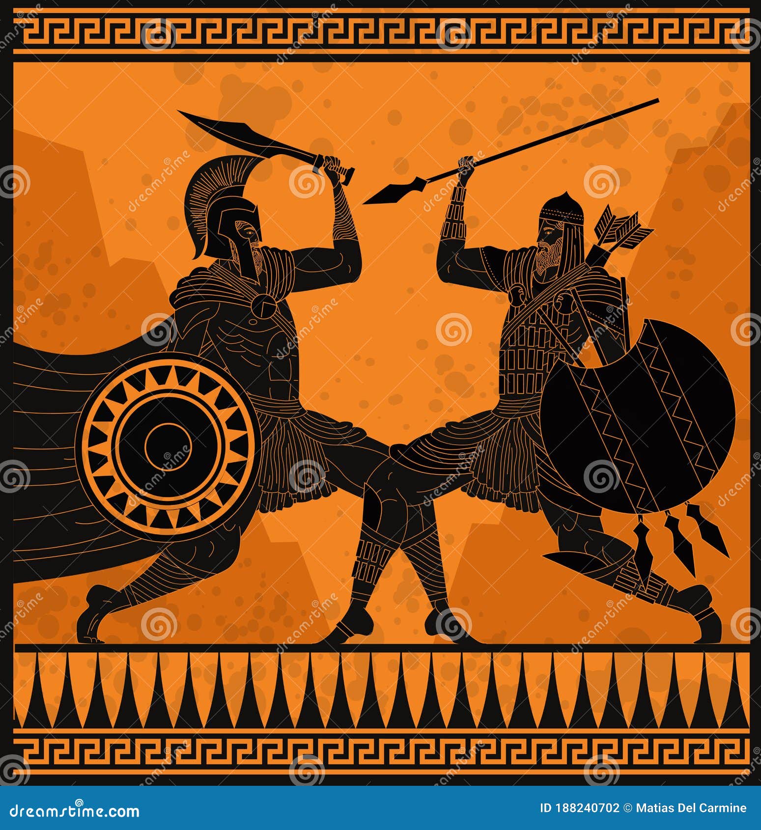 Achilles Hector Vintage Illustration Cartoon Vector | CartoonDealer.com ...