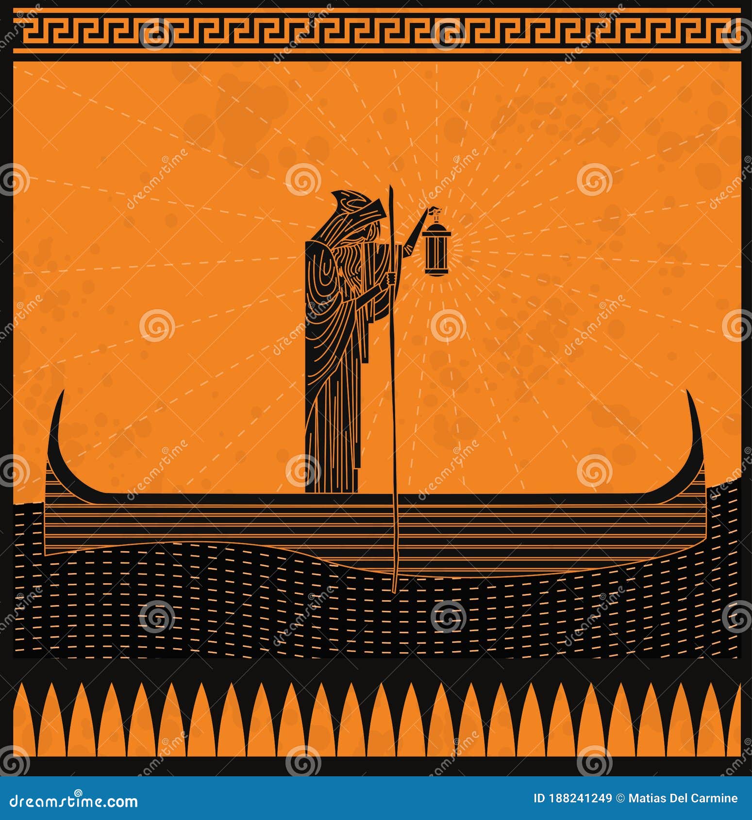Charon in the Boat Greek Mythology Stock Vector - Illustration of ship ...