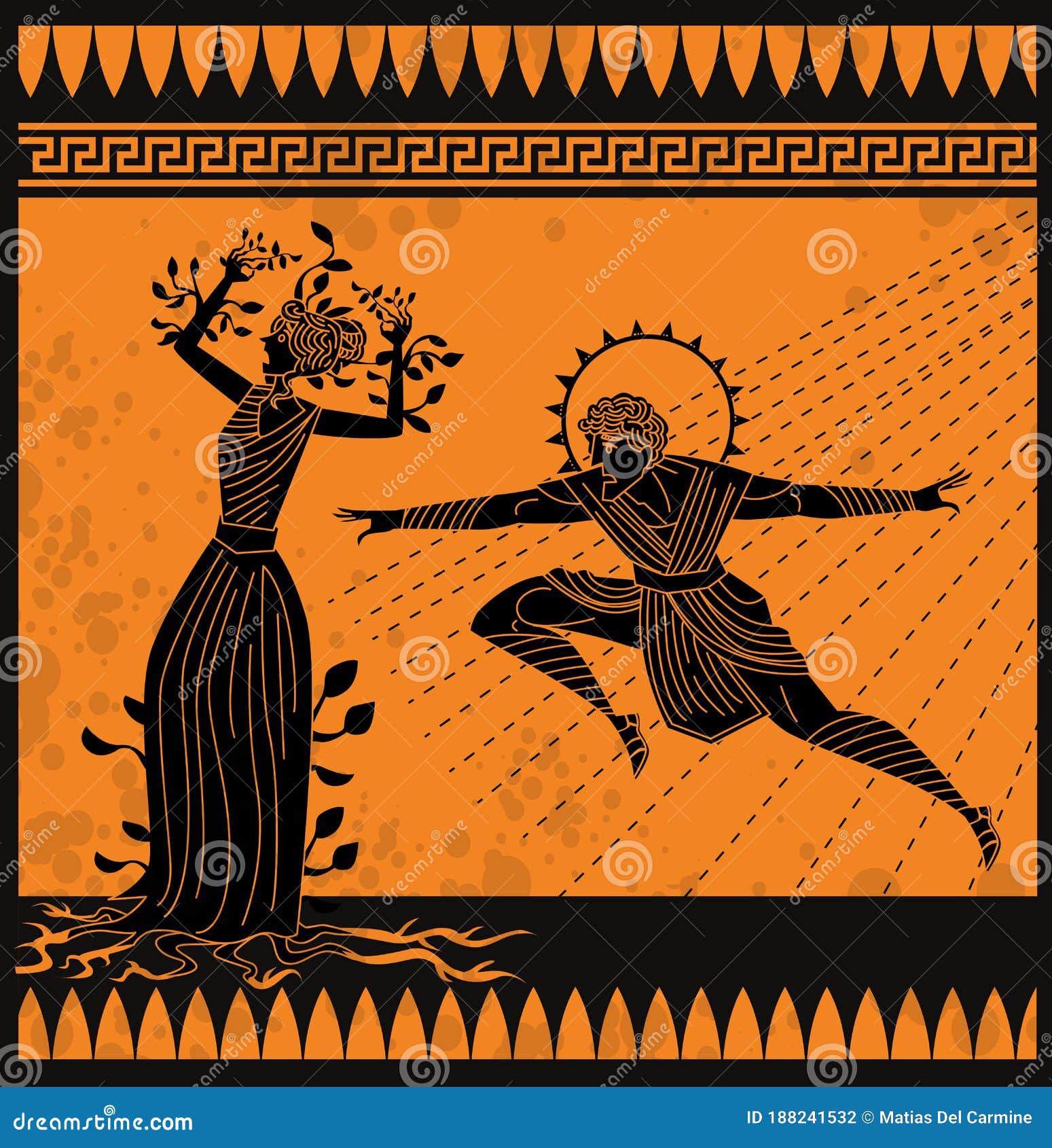 Daphne Transformation and Apollo Greek Myth Stock Vector - Illustration ...