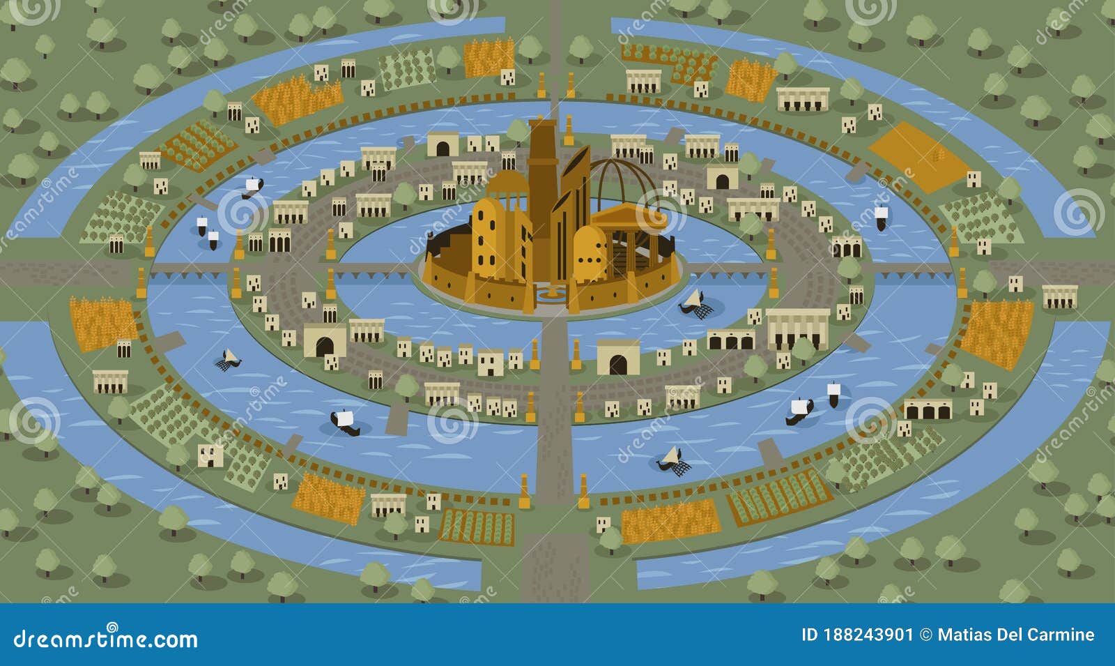 Atlantis Circles Islands Lost Civilization Stock Vector - Illustration ...