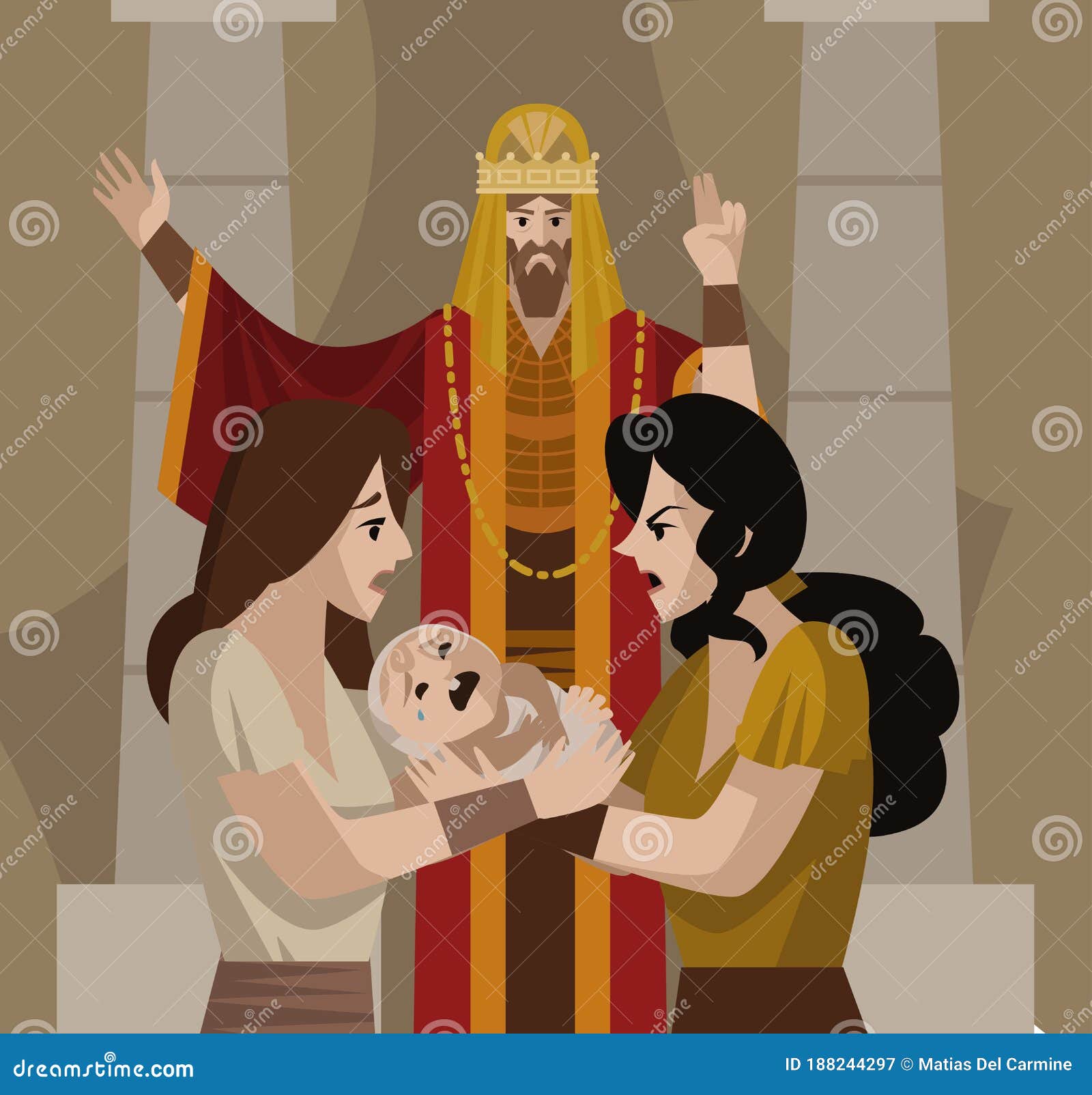 Solomon King and Two Women Dispute about a Child Stock Vector ...