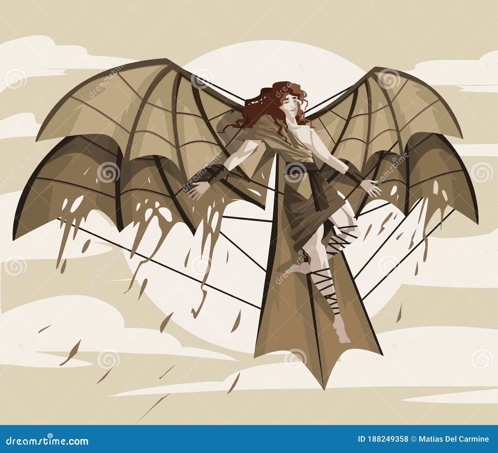 Flying Man Icarus Silhouette Mythology Symbol Fantasy Tale Cartoon ...