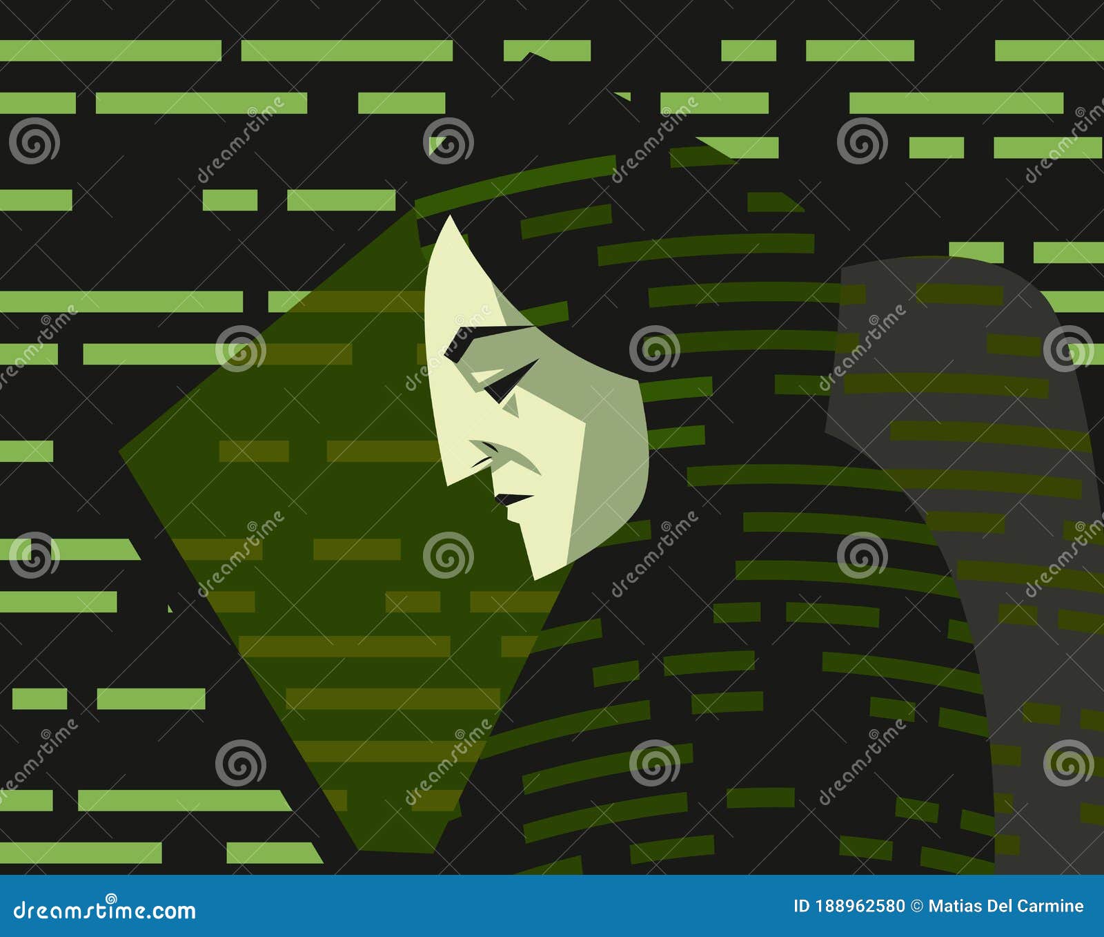 Masked Hidden Man with Green Bars Stock Illustration - Illustration of ...