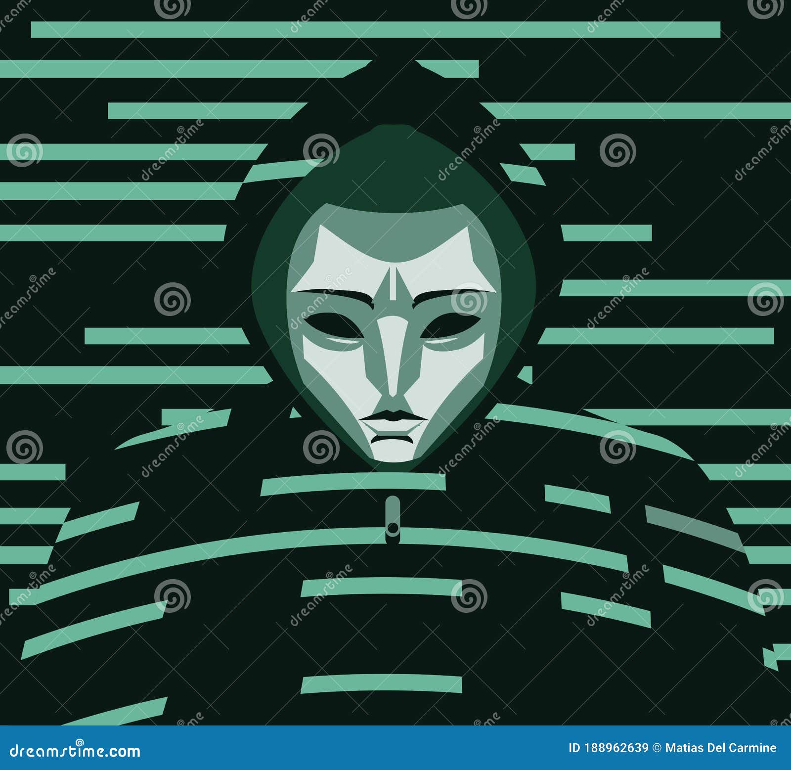 Masked Hidden Man with Green Bars Stock Illustration - Illustration of ...