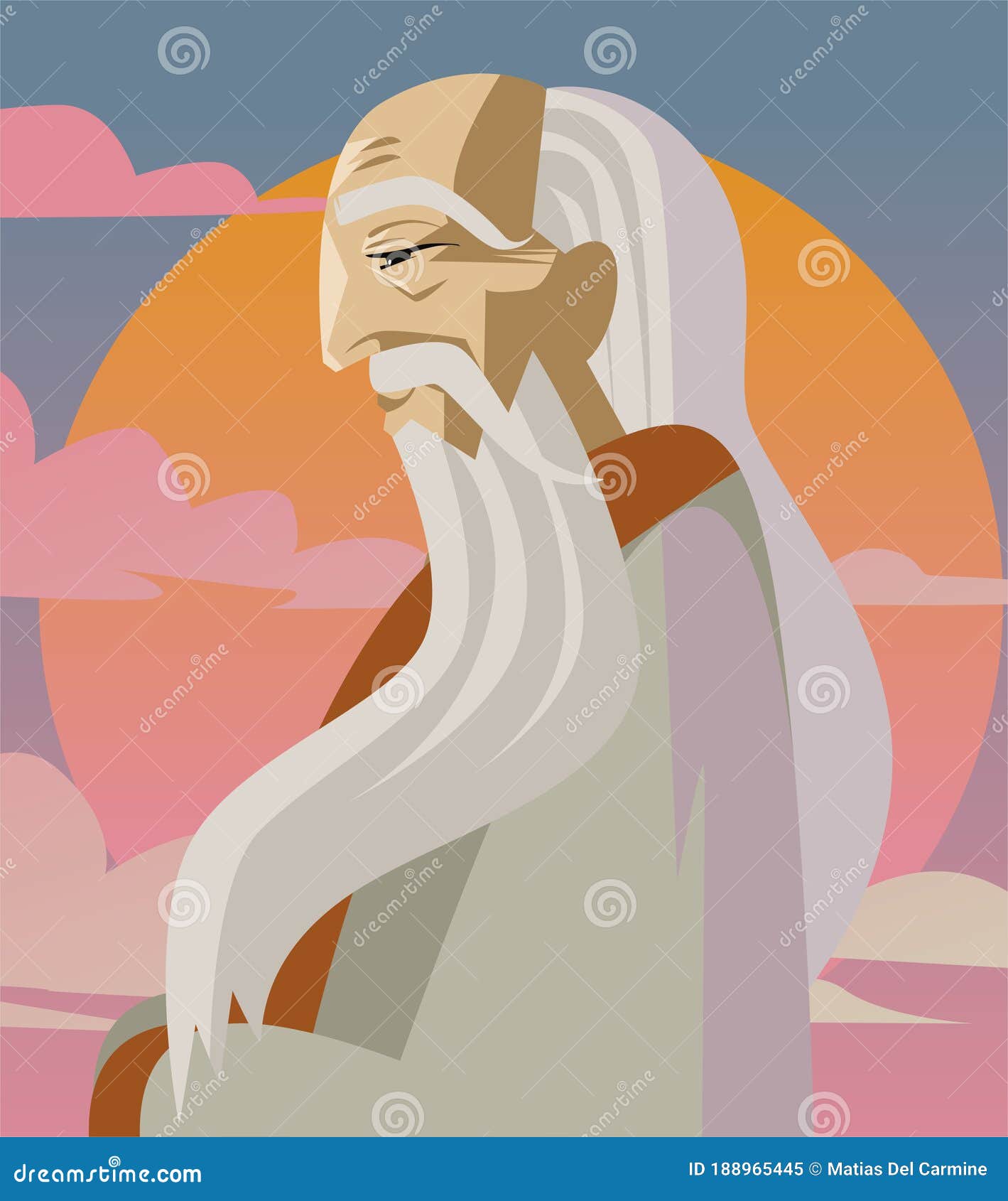 Great Chinese Philosopher Thinker Old Man Stock Illustration ...