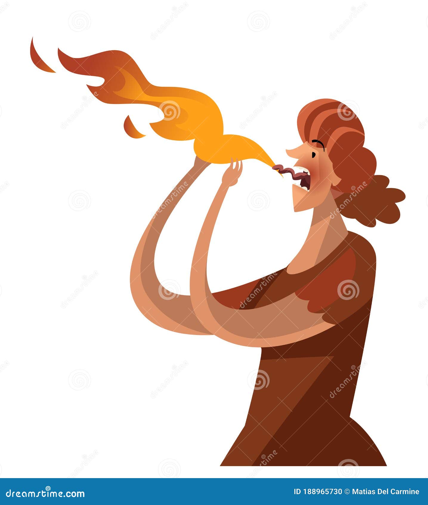 Woman Eating Spicy Food with Fire Flame Stock Vector - Illustration of ...