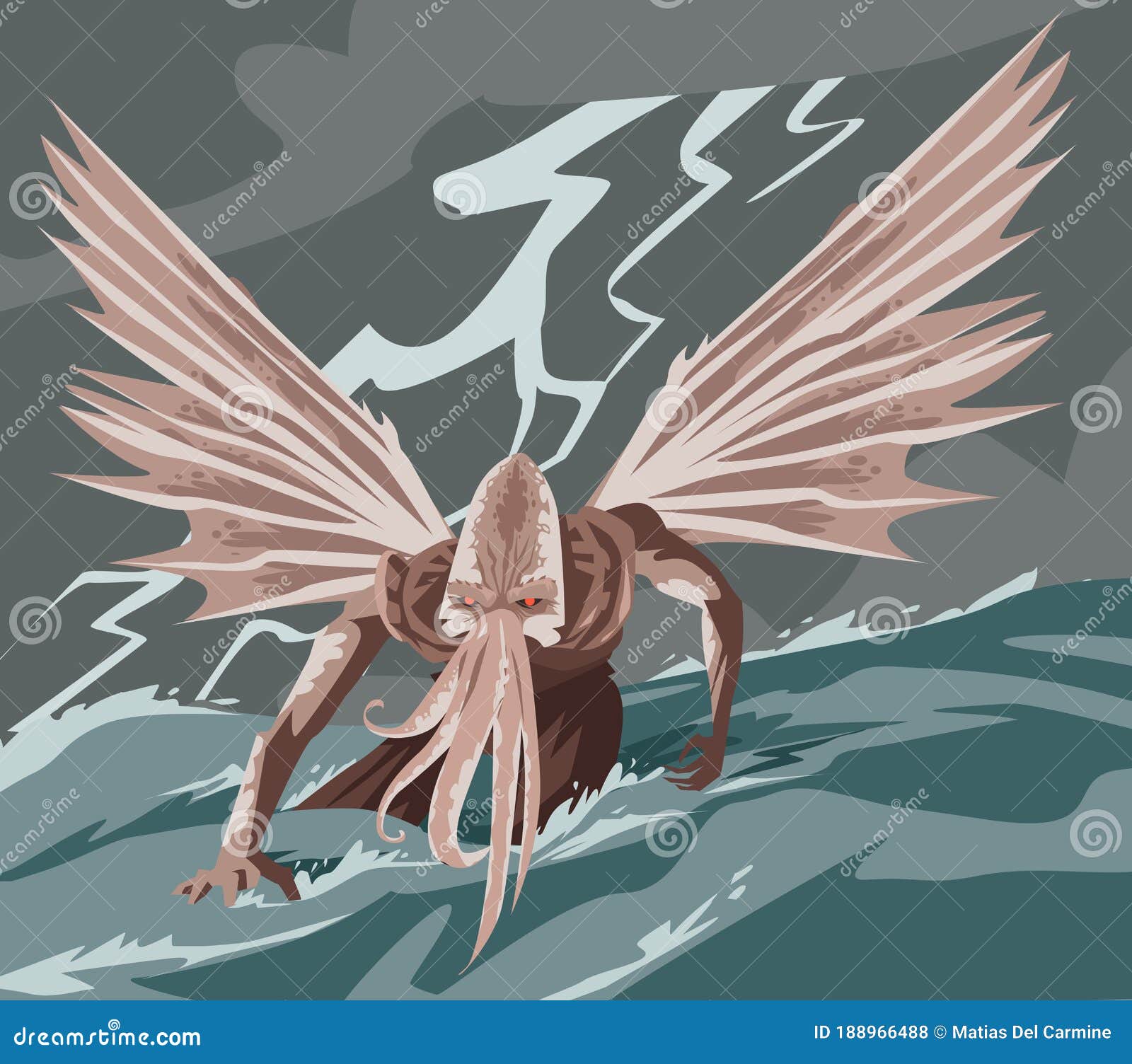 Cthulhu Evil Sea Dark God Monster Stock Illustration - Illustration of ...