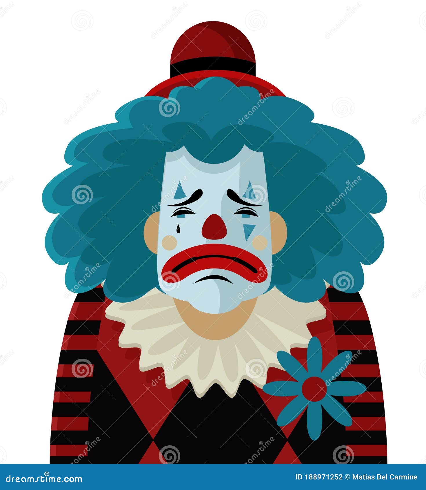 Sad Depressed Clown with Blue Hair Stock Vector - Illustration of ...