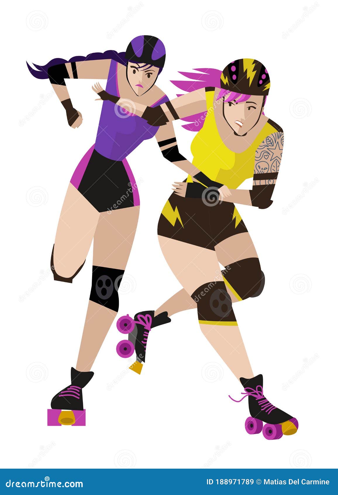 Roller Derby Girl Skating and Hitting Stock Vector - Illustration of ...
