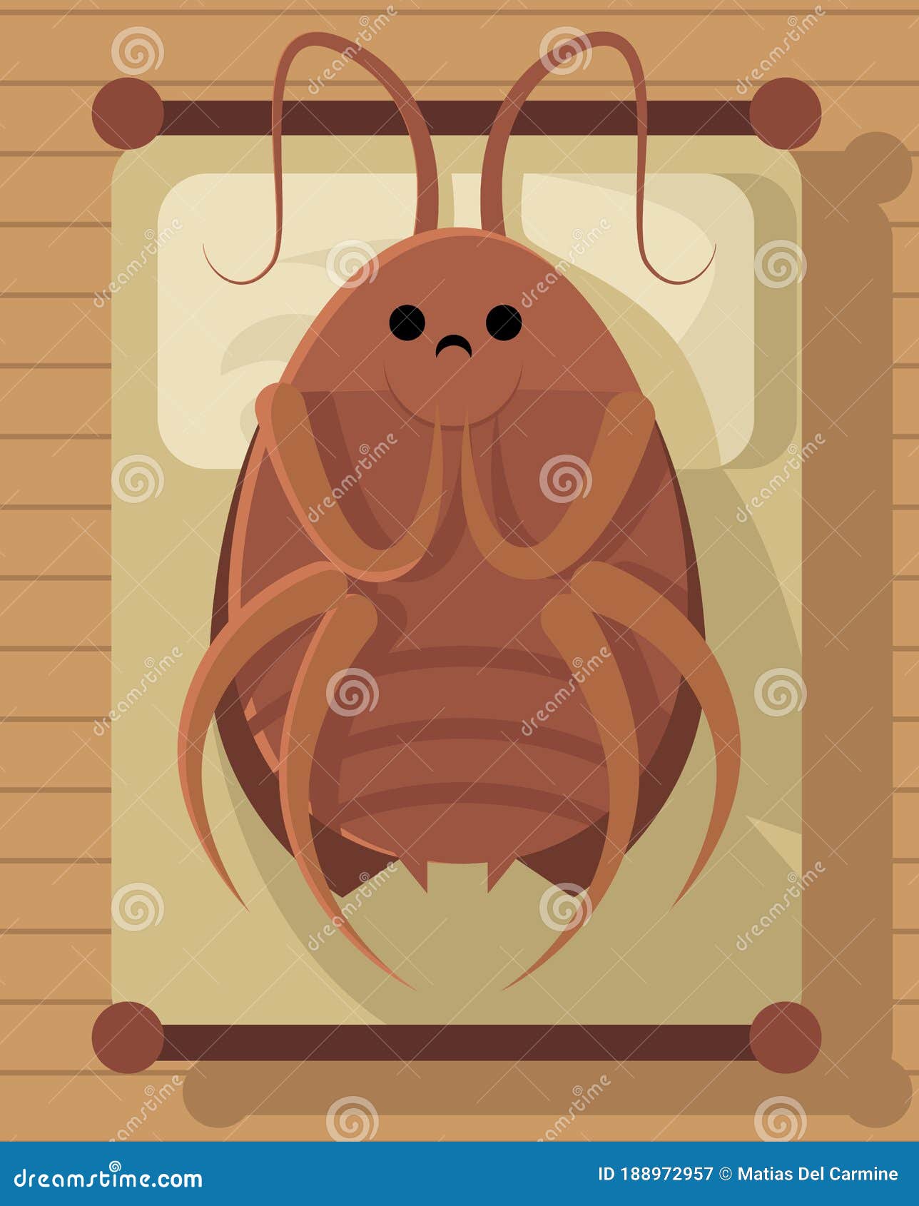 Sad Metamorphosis Cockroach in Bed Stock Vector - Illustration of tired ...