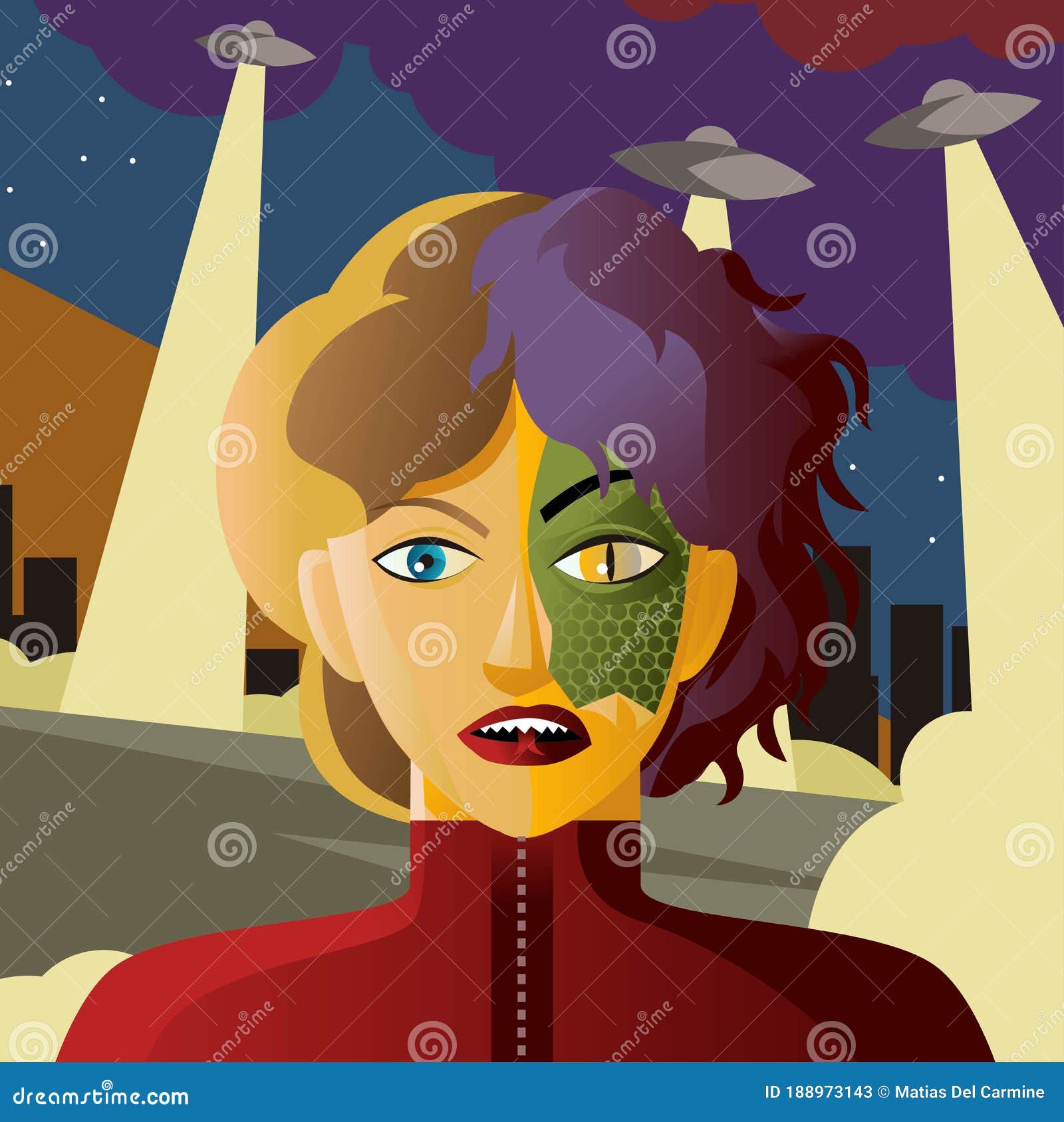 Woman Alien Monster with Reptile Skin Stock Vector - Illustration of ...