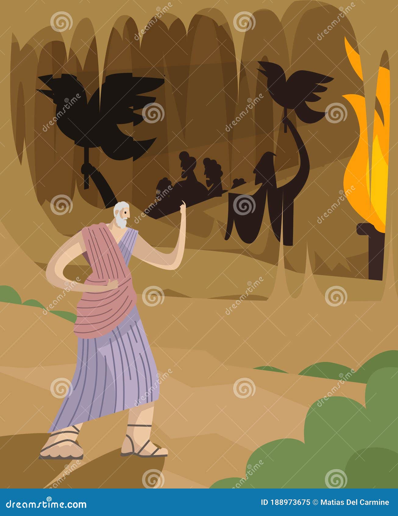 Plato Thinker Classic Philosopher and the Cavern Allegory Stock Vector ...