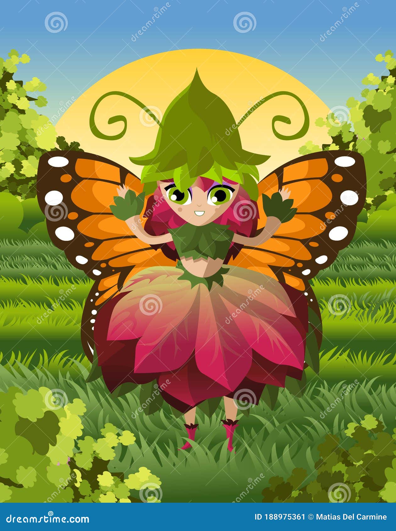Beautiful Winged Fairy Cute Character Stock Vector - Illustration of ...