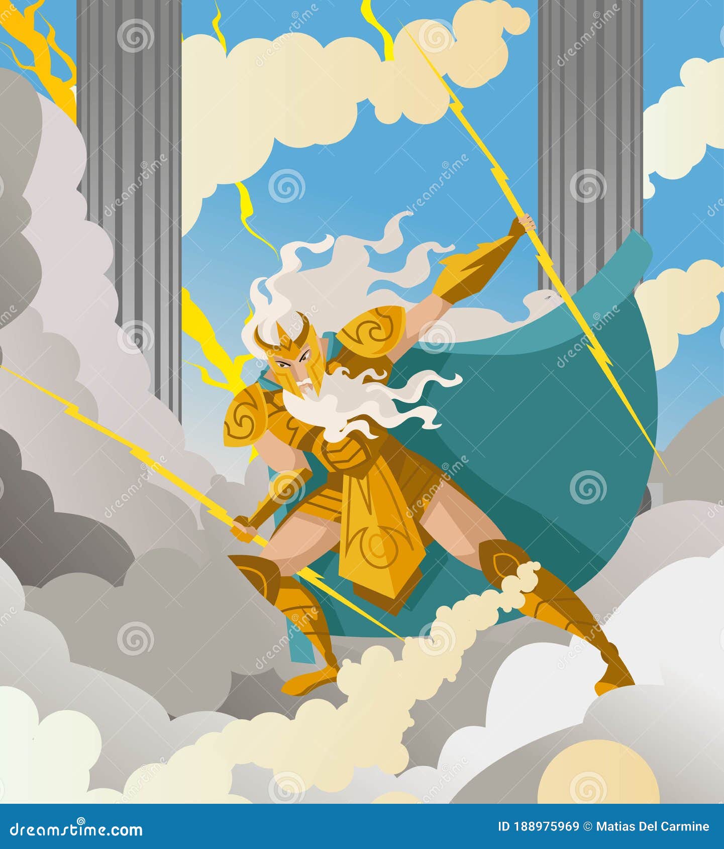 Zeus Jupiter Greek God Of The Ray Cartoon Vector | CartoonDealer.com ...