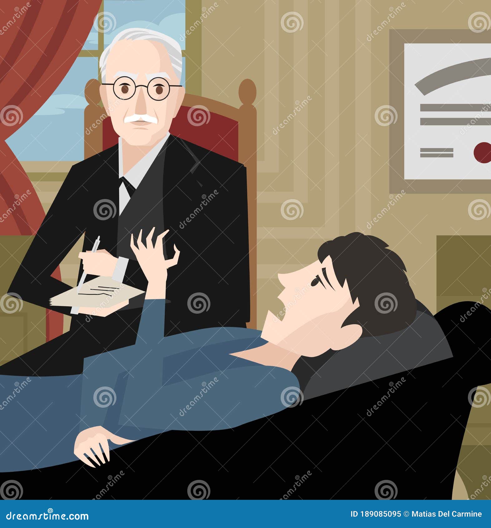 Psychiatrist with Patient in Room Stock Vector - Illustration of care ...