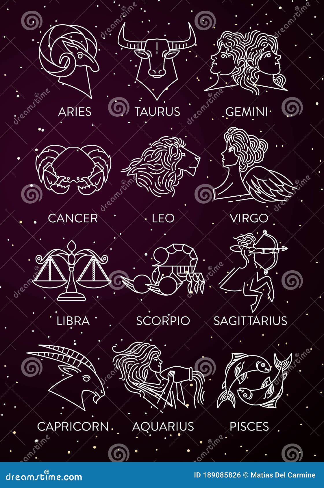 Zodiac Constellation Aries - Position Of Stars And Their Names Vector ...