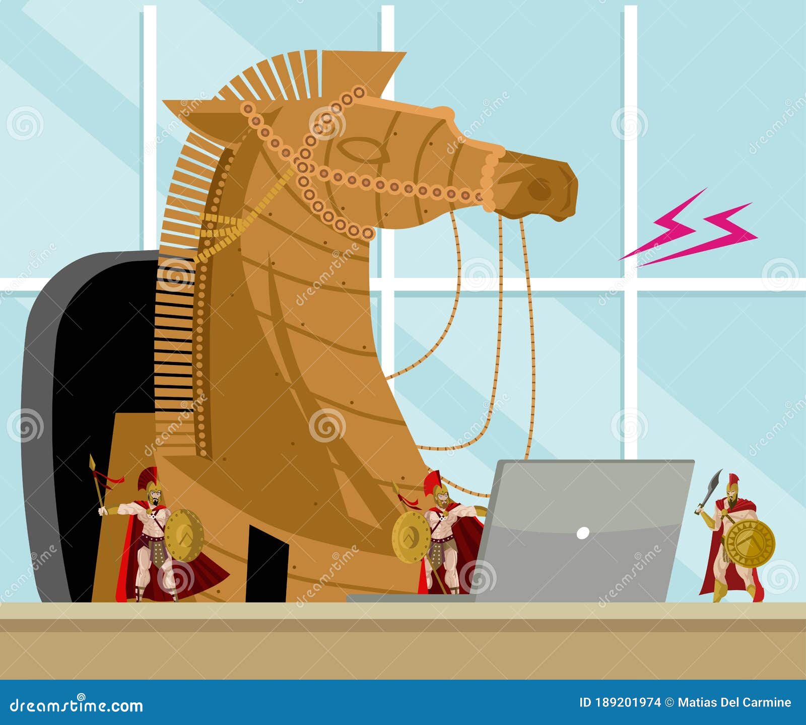 Trojan Horse Virus Using a Computer Stock Vector - Illustration of ...