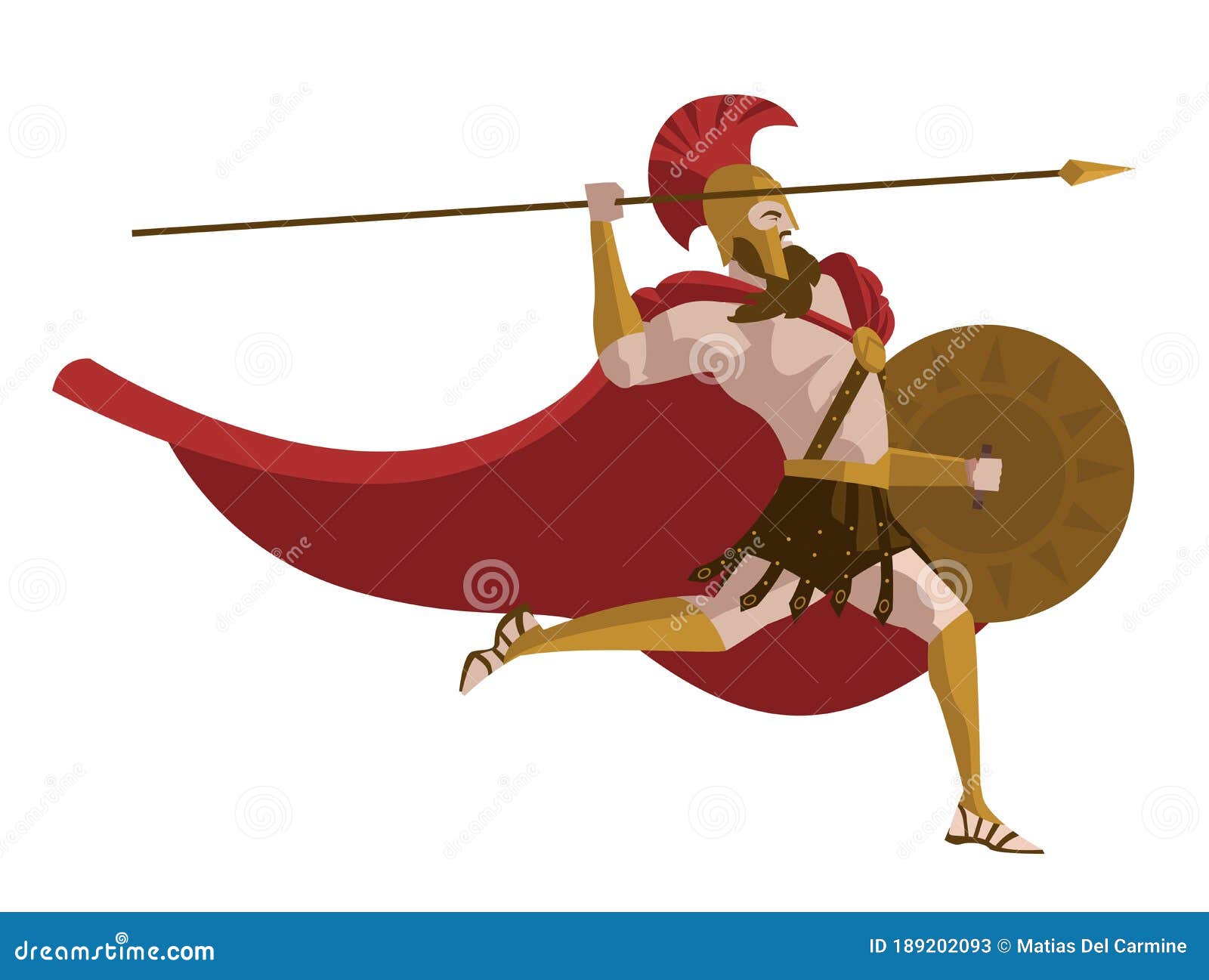 Spartan Powerful Warrior With Spear Cartoon Vector | CartoonDealer.com ...