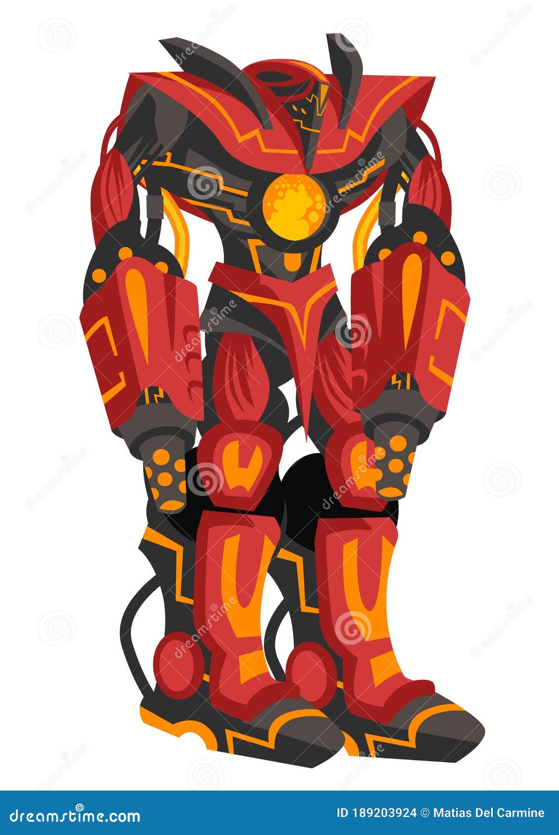 Giant Flamethrower Red Cyborg Robot Stock Vector - Illustration of ...