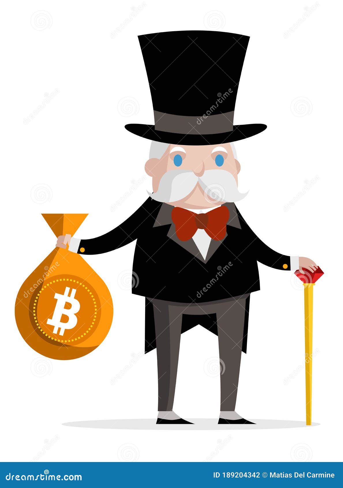 Rich Man with Digital Cash Bag Stock Vector - Illustration of concept ...