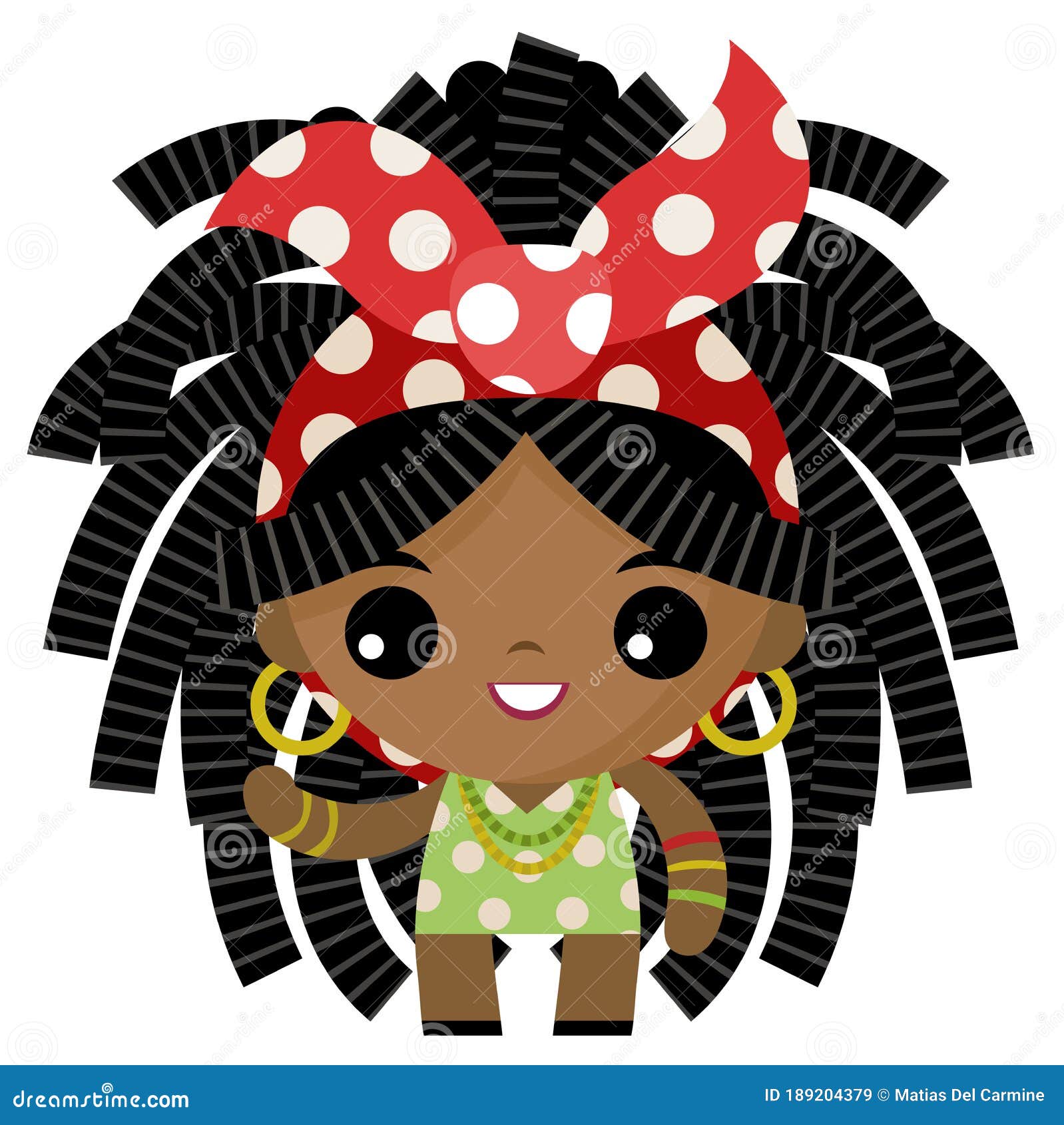 Jamaican Rasta Dreadlocks Tiny Cute Girl Stock Vector - Illustration of ...