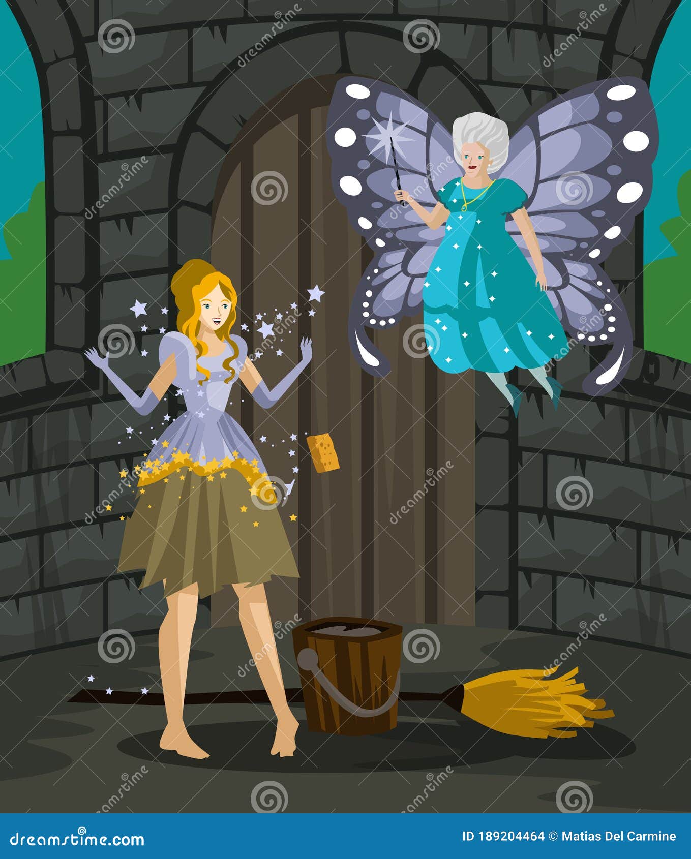 Cinderella Fairy Tale with Magical Dress Stock Vector - Illustration of ...