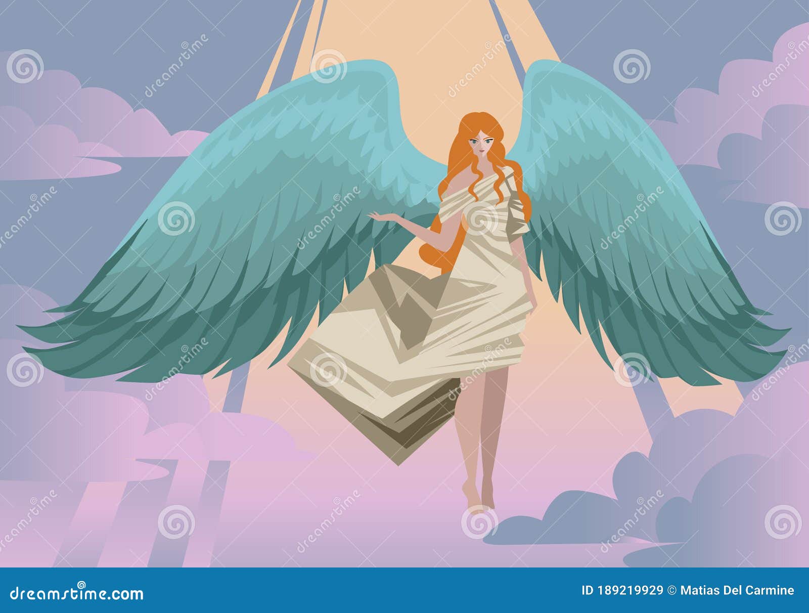 Woman Guardian Angel Flying in the Sky Stock Vector - Illustration of ...
