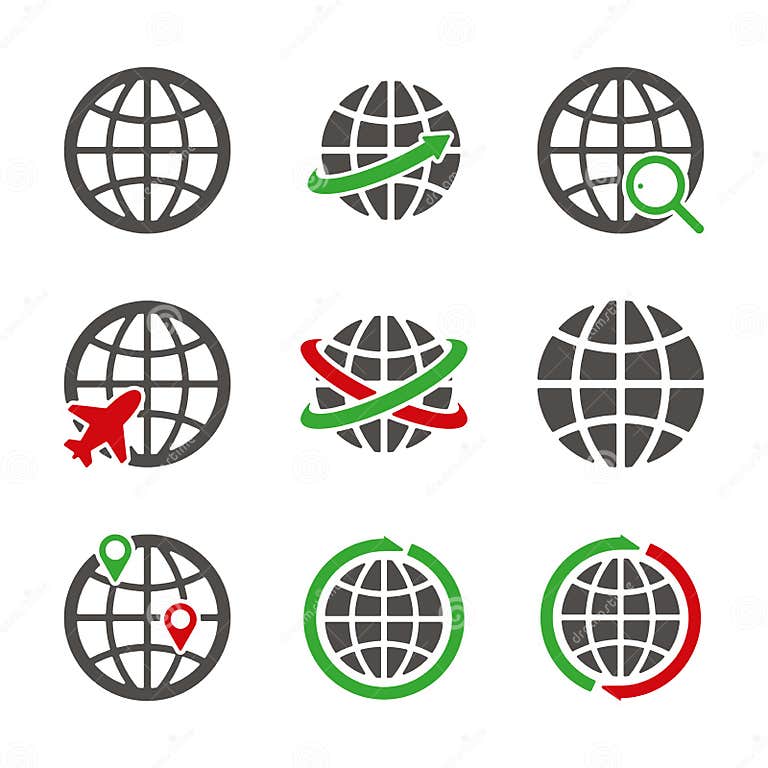 Variety of Global Map Icons Stock Vector - Illustration of graphic ...