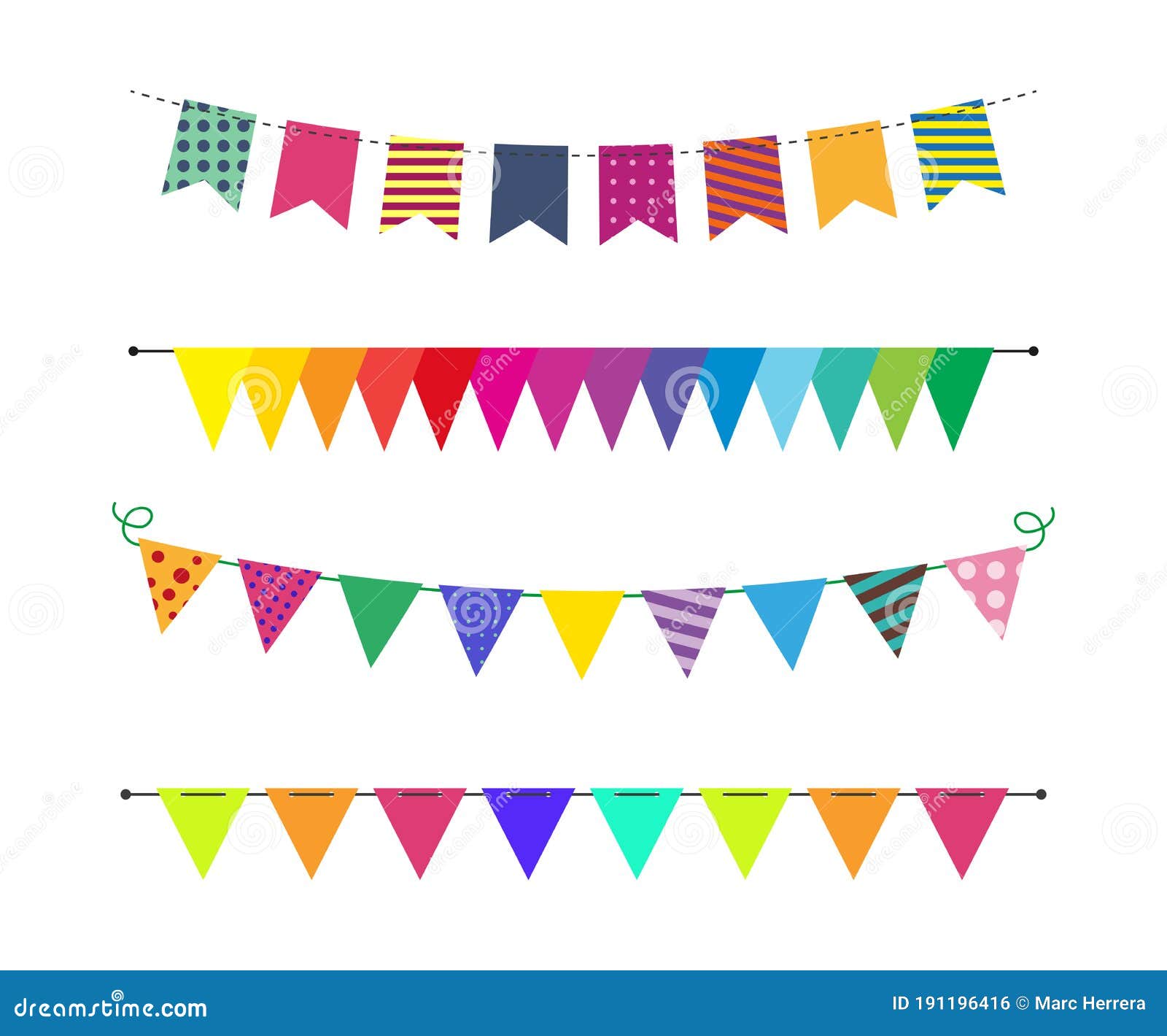 Variety of Colorful Party Flags Stock Illustration - Illustration of ...