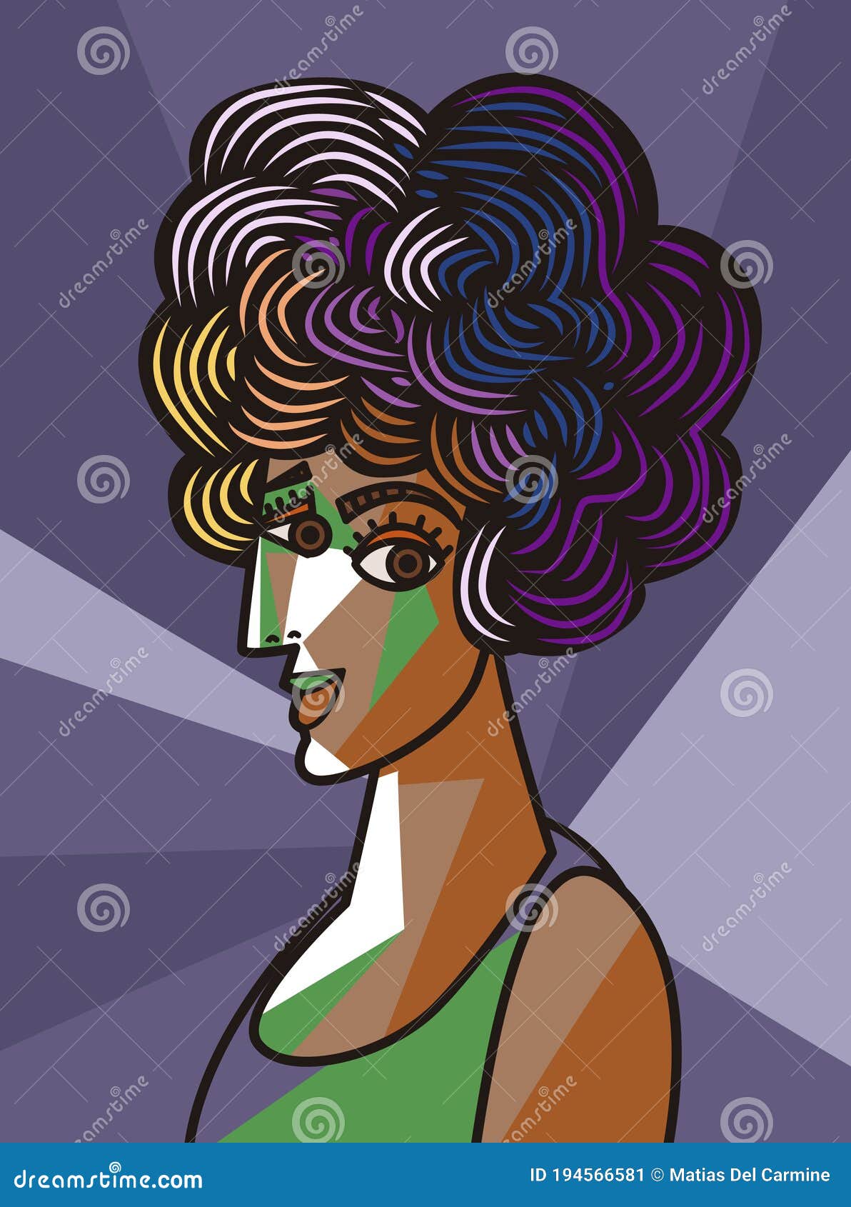 Beautiful Colorful Cubist African Latina Woman Portrait Stock Vector ...