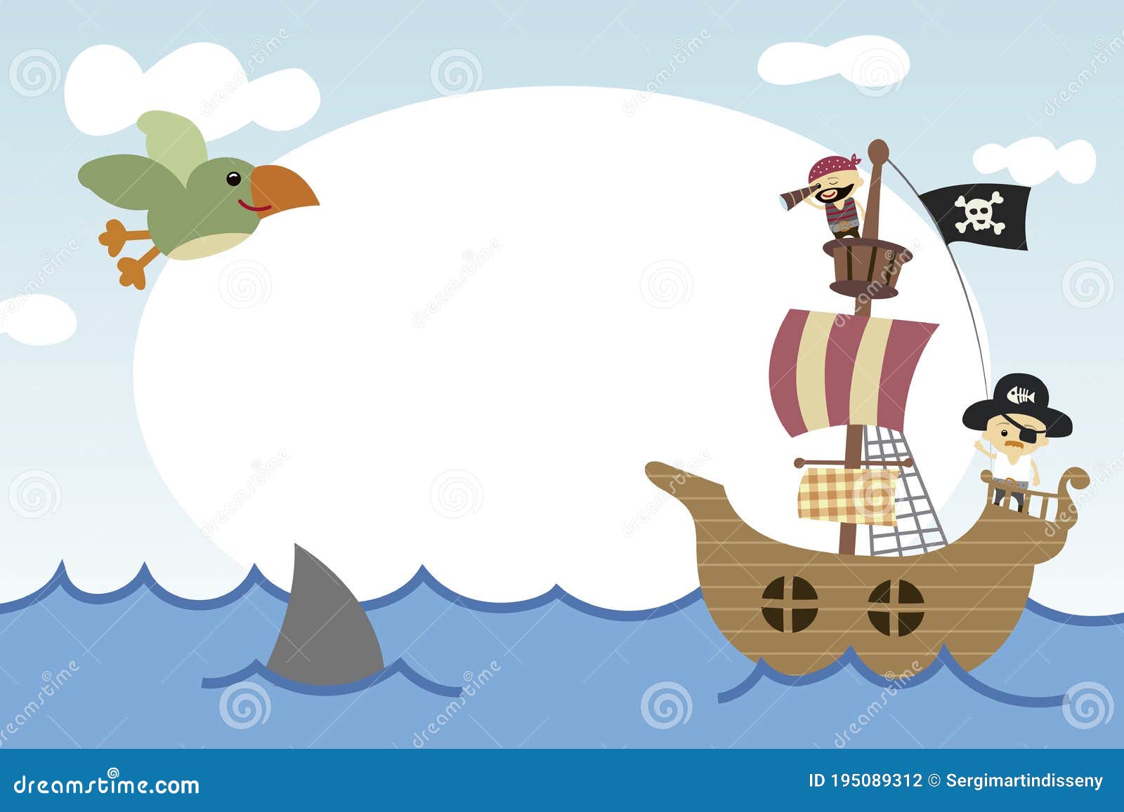 Frame On A Pirate Theme Cartoon Vector | CartoonDealer.com #31458269