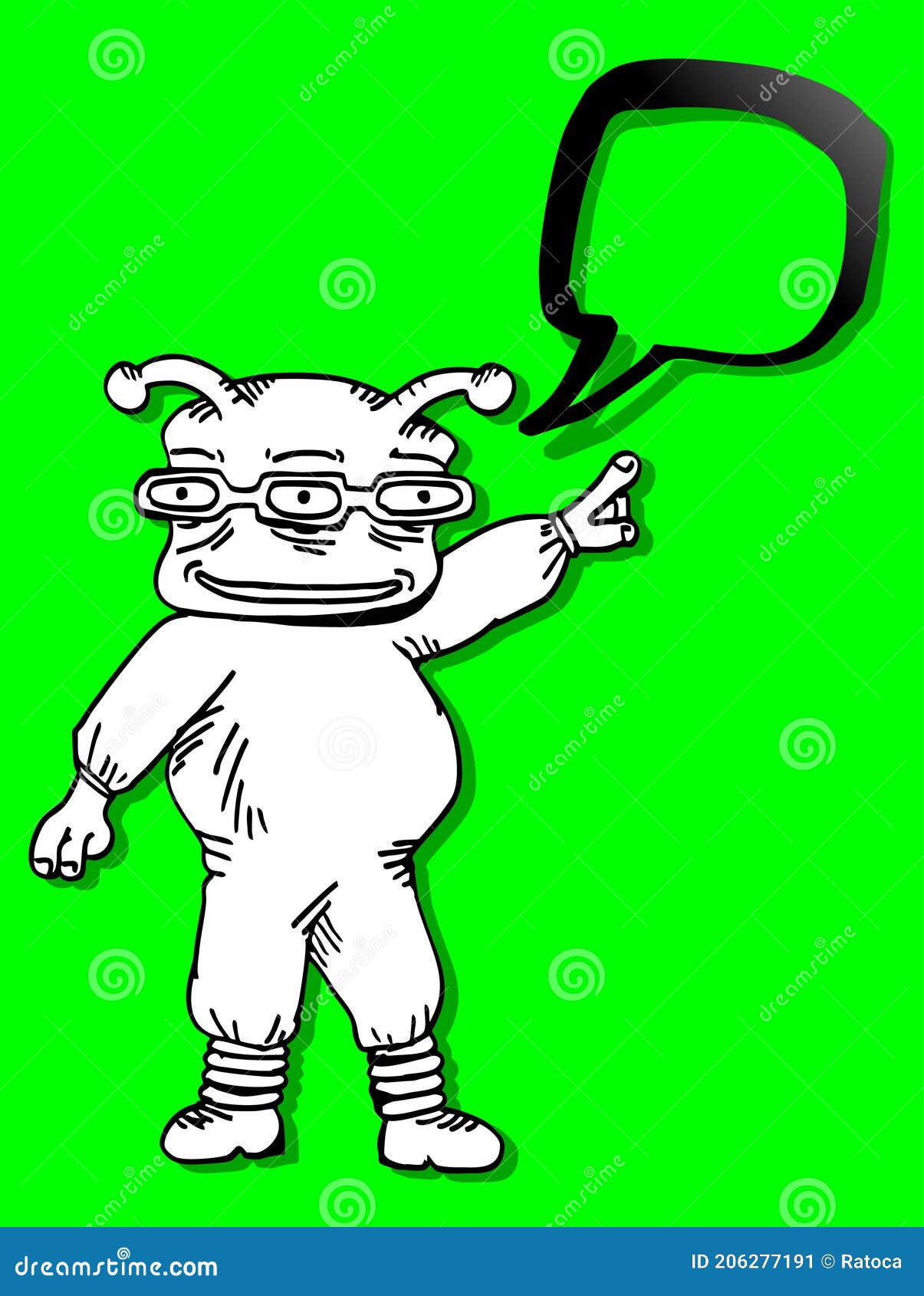 Funny alien draw stock vector. Illustration of point - 206277191