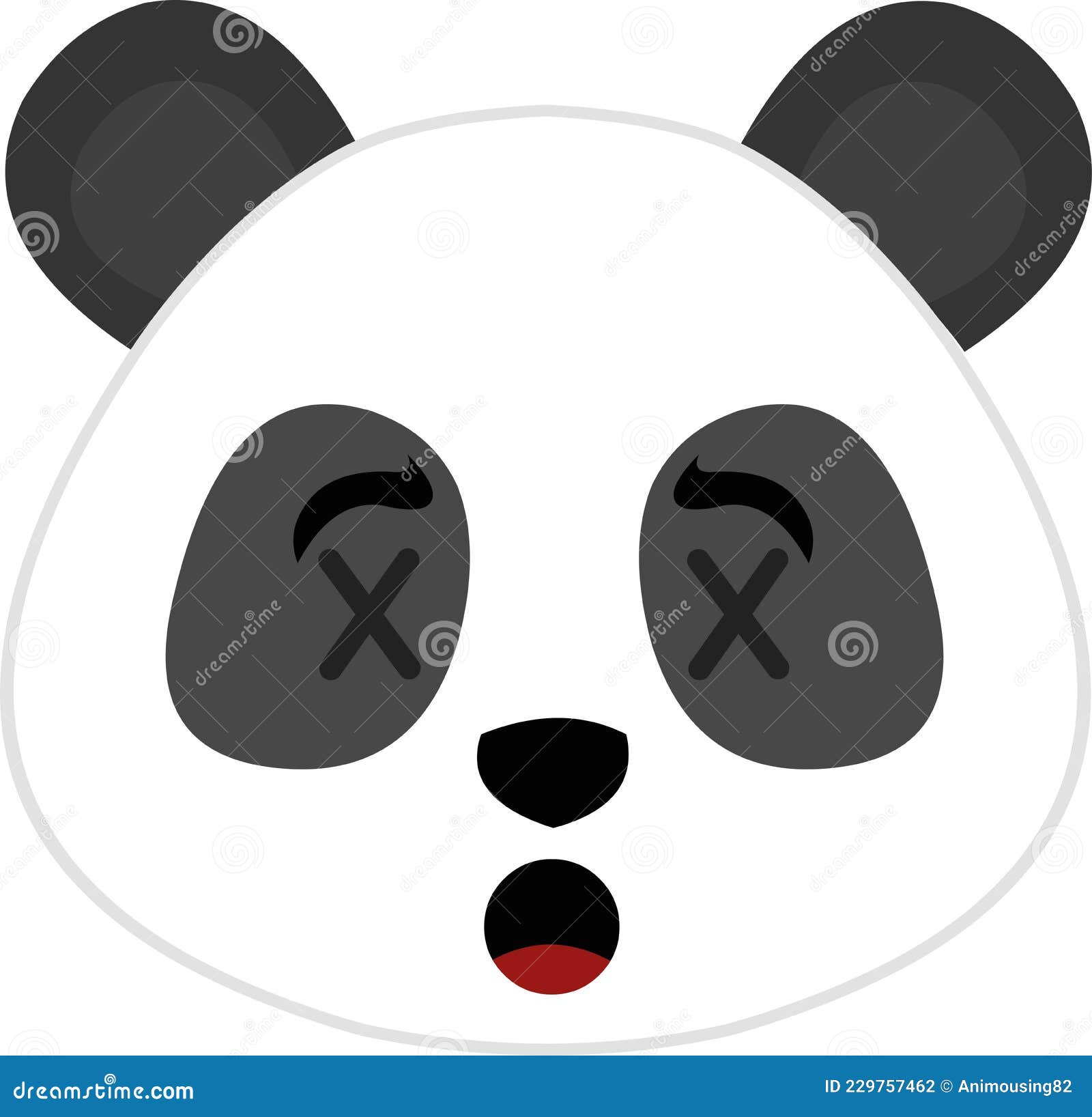 Panda bear eyes dead stock vector. Illustration of crossed - 229757462