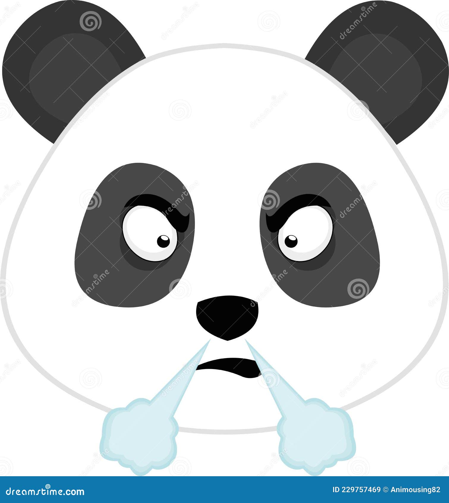 Panda bear fuming stock vector. Illustration of head - 229757469