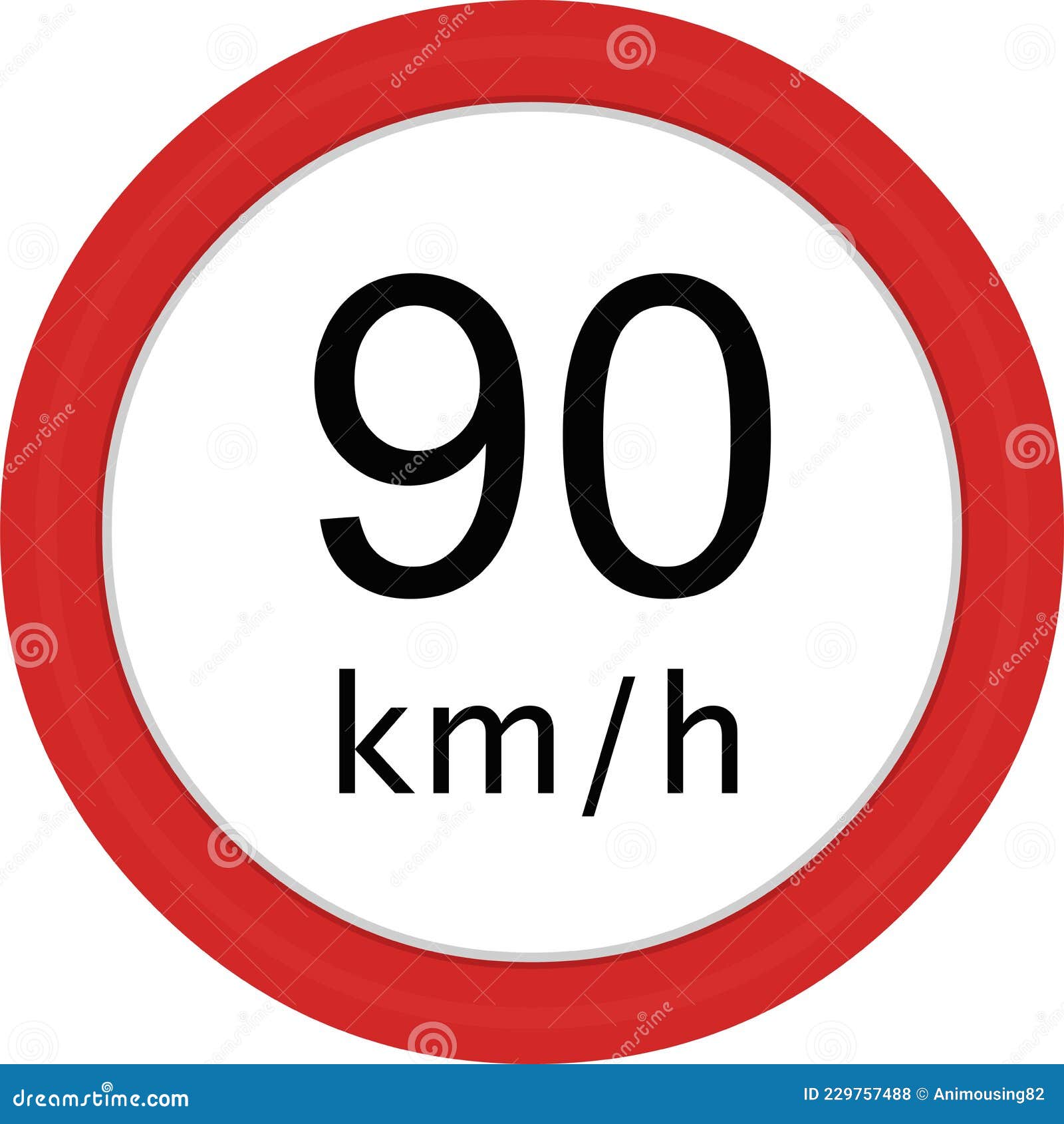 Limit speed 90km stock vector. Illustration of road - 229757488