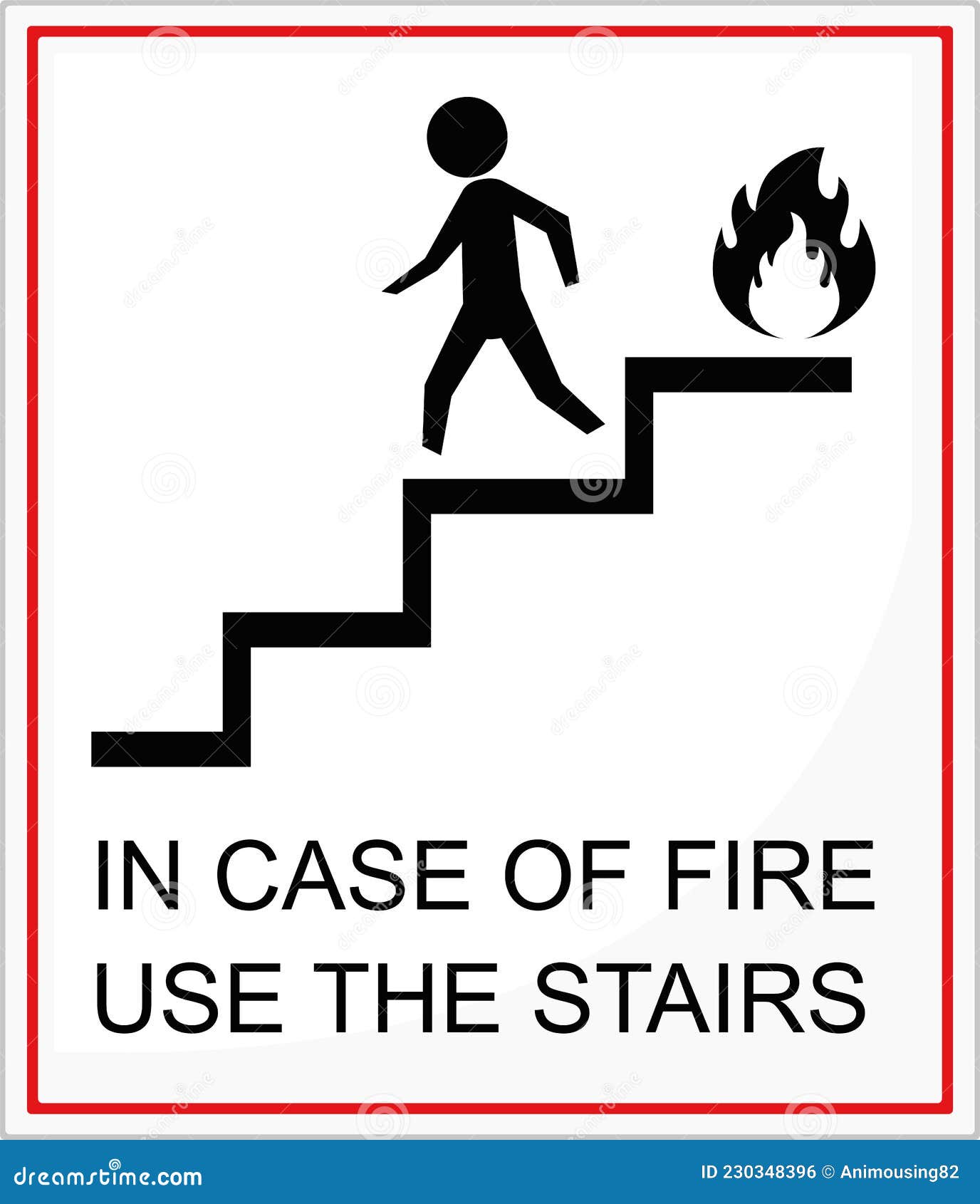 In Case Of Fire Use Stairs Do Not Use Elevators Sign With Warning ...