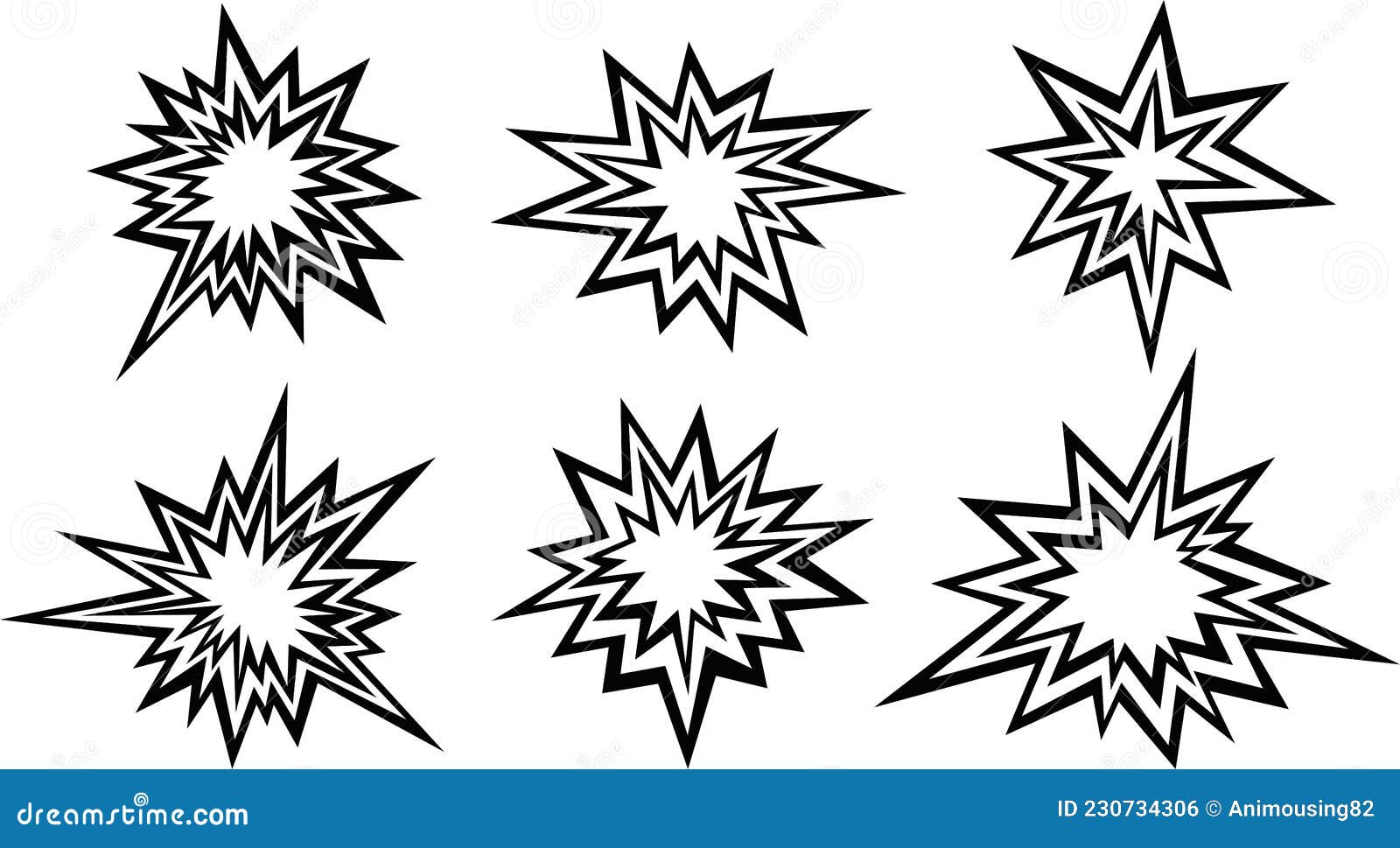 Explosions Collisions Outline Black and White Stock Vector ...