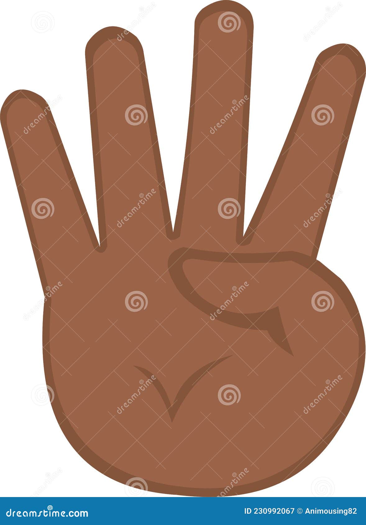 Hand Brown Fingers Counting To Four Stock Vector - Illustration of body ...
