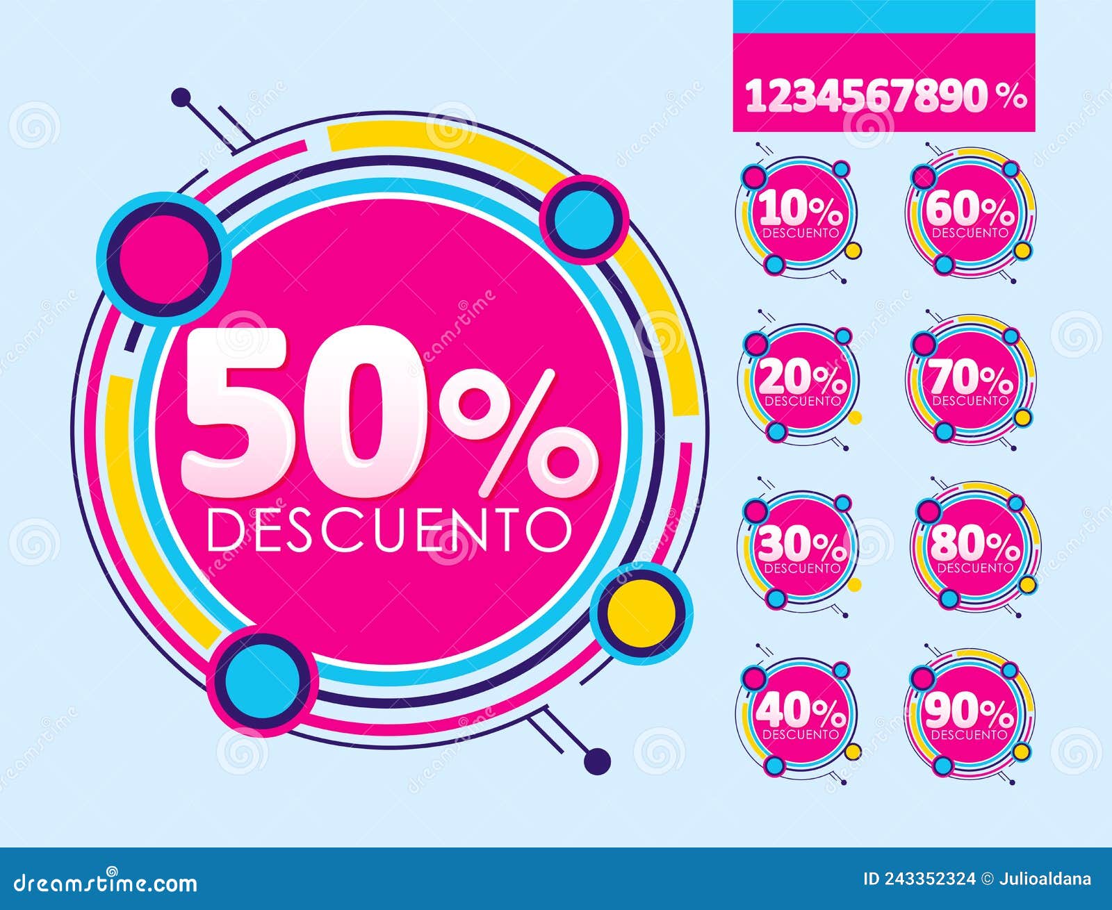 Descuento, Discount Spanish Text, Offer Editable Online Sale. Stock ...