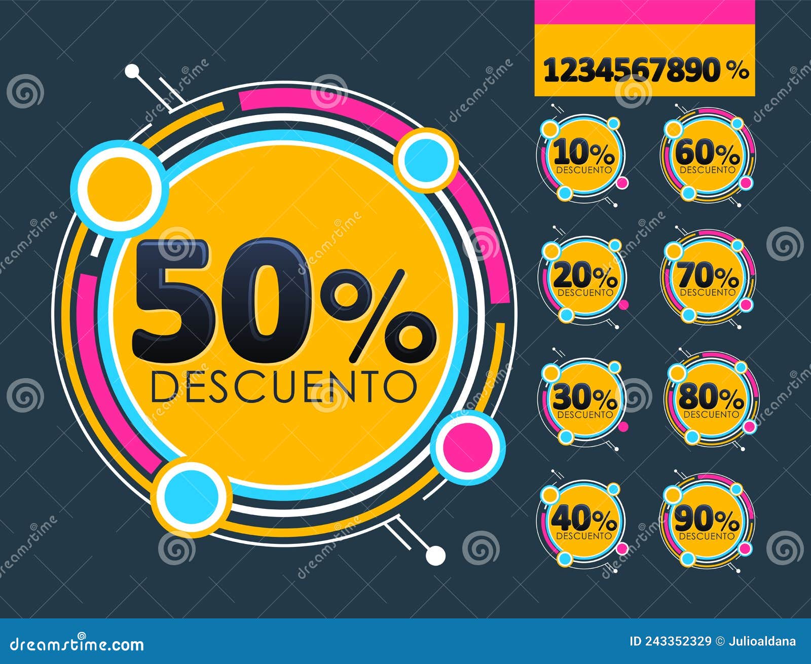 Descuento, Discount Spanish Text, Offer Editable Online Sale. Stock ...