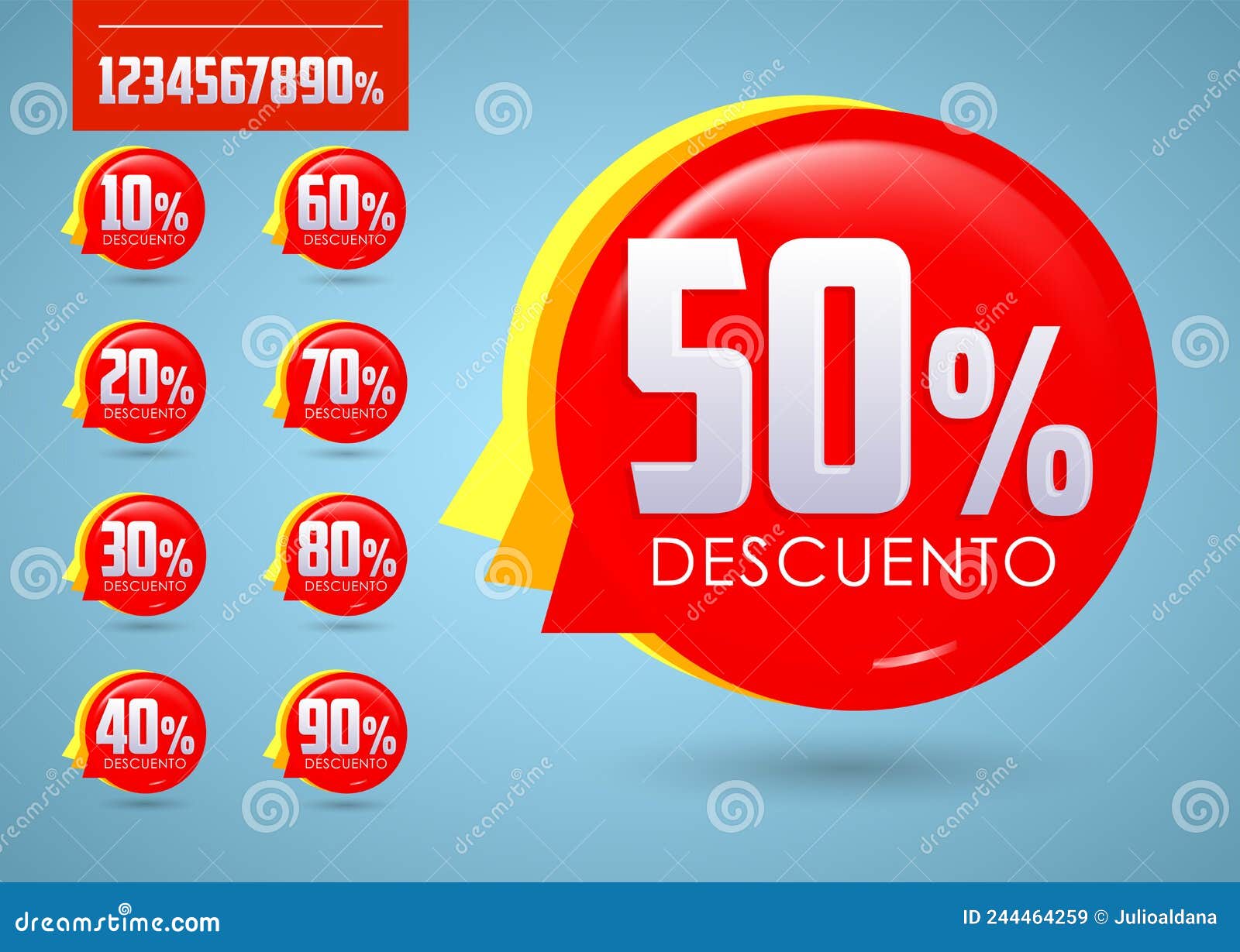 Descuento, Discount Spanish Text, Editable Online Sale. Stock Vector ...