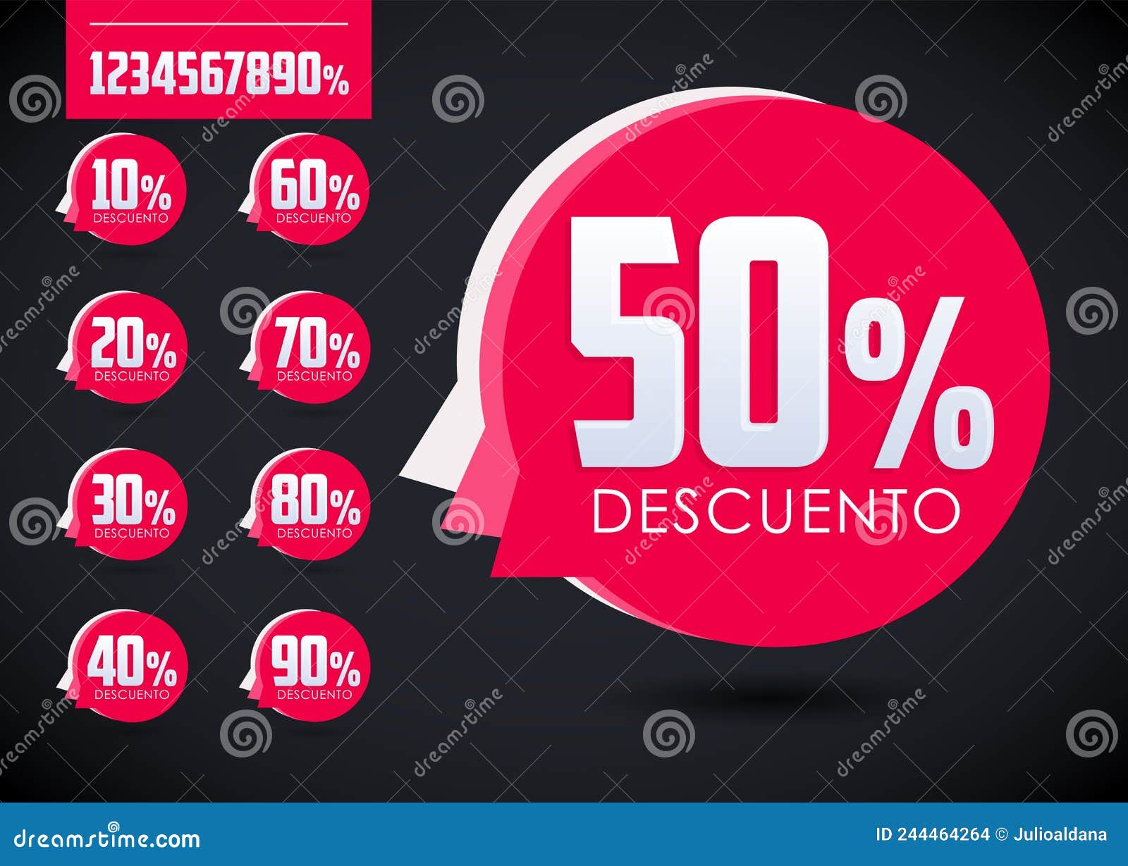 Descuento, Discount Spanish Text, Editable Online Sale. Stock Vector ...