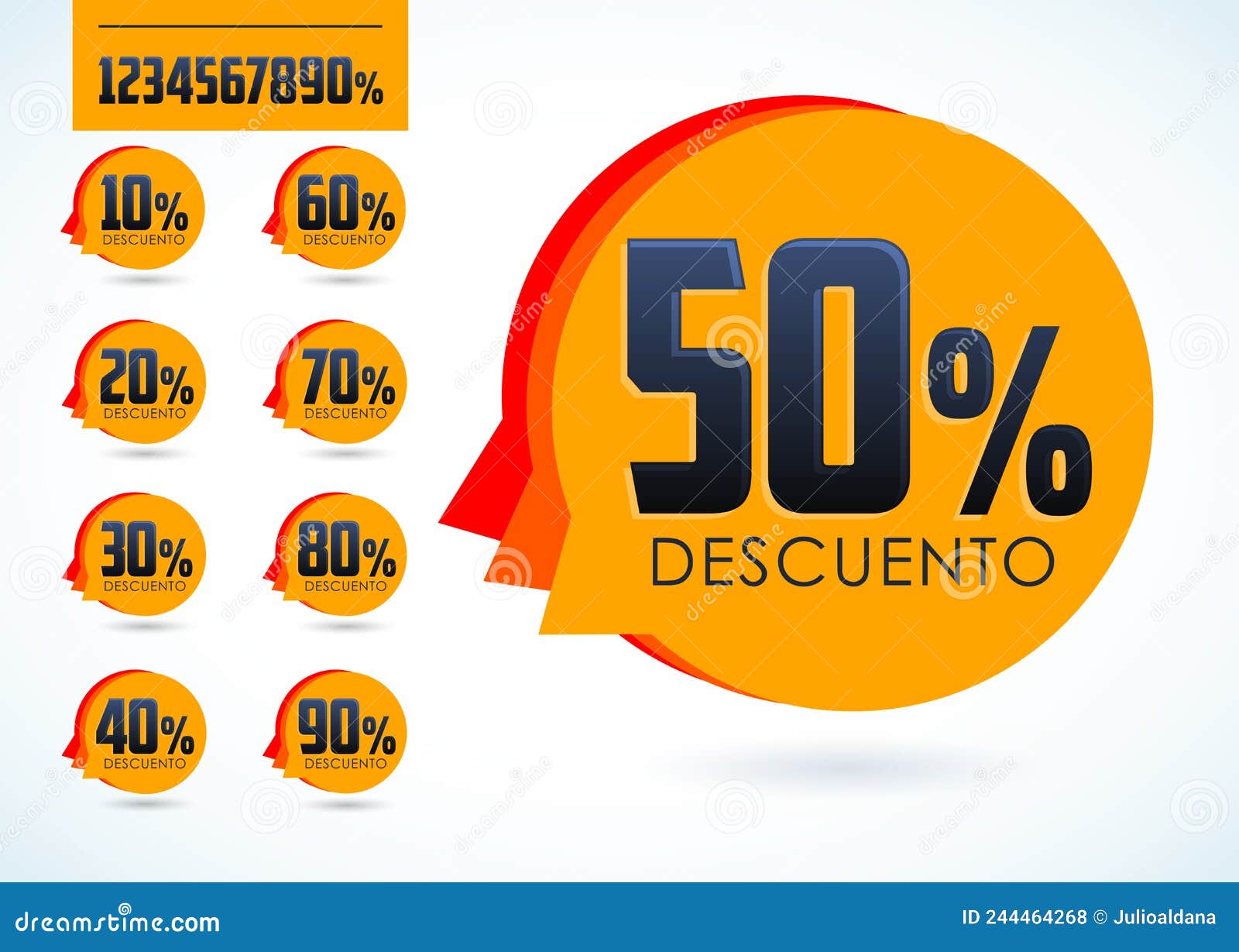 Descuento, Discount Spanish Text, Editable Online Sale. Stock Vector ...