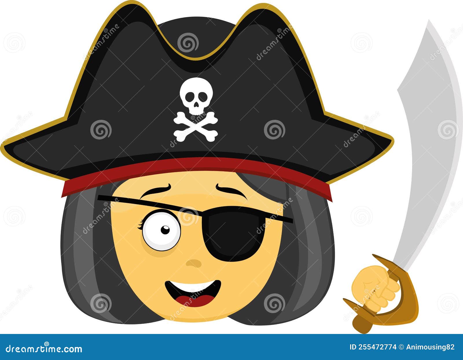 Pirate girl head emoji stock vector. Illustration of hand - 255472774