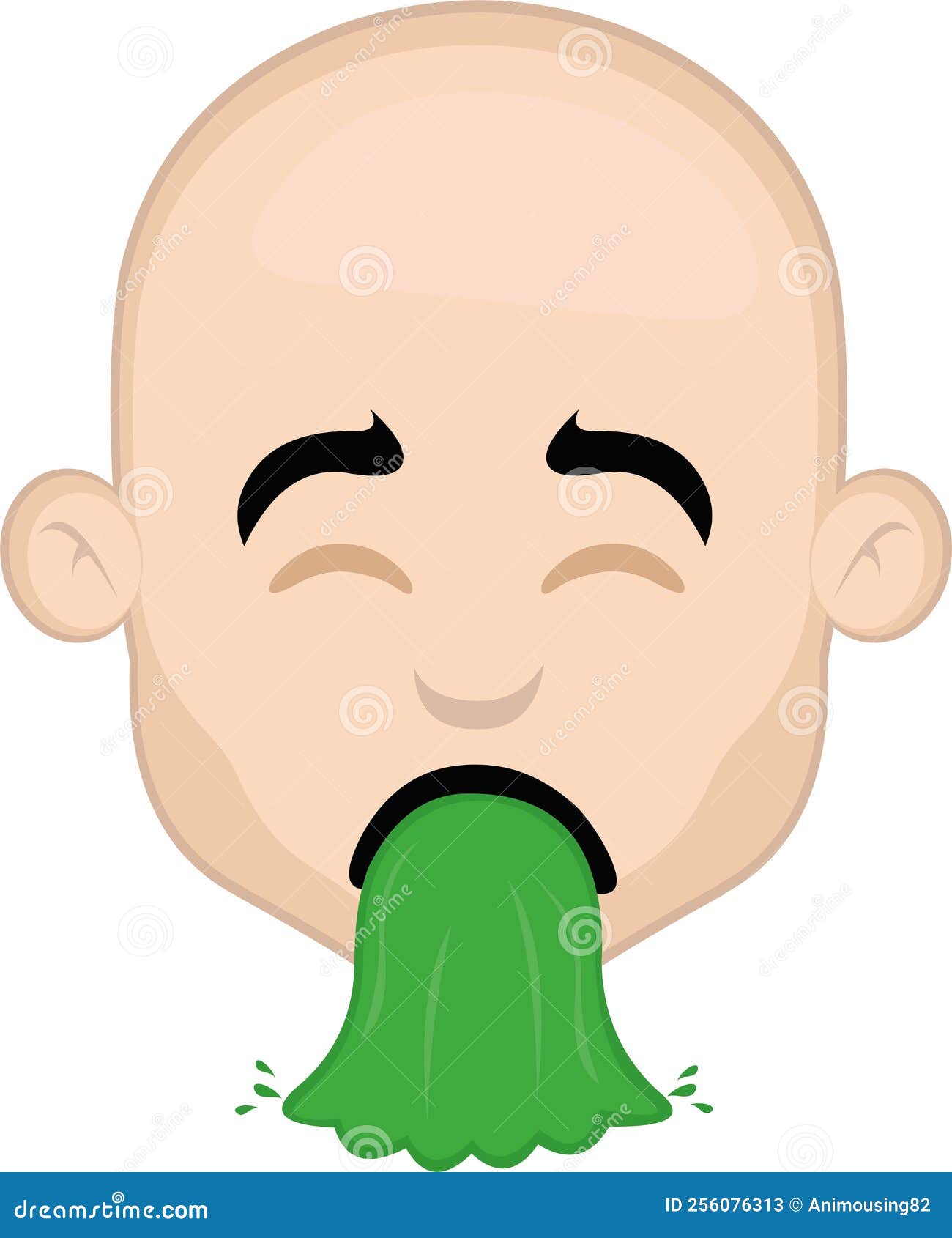 Vector Emoticon Bald Man Cartoon Vomit Stock Vector - Illustration of ...