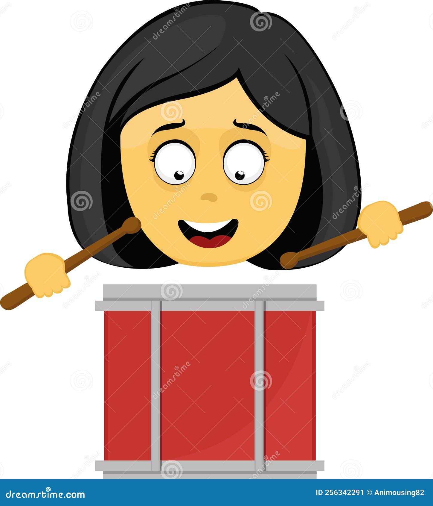 Vector Emoticon Girl Playing Drum Sticks Stock Vector - Illustration of ...