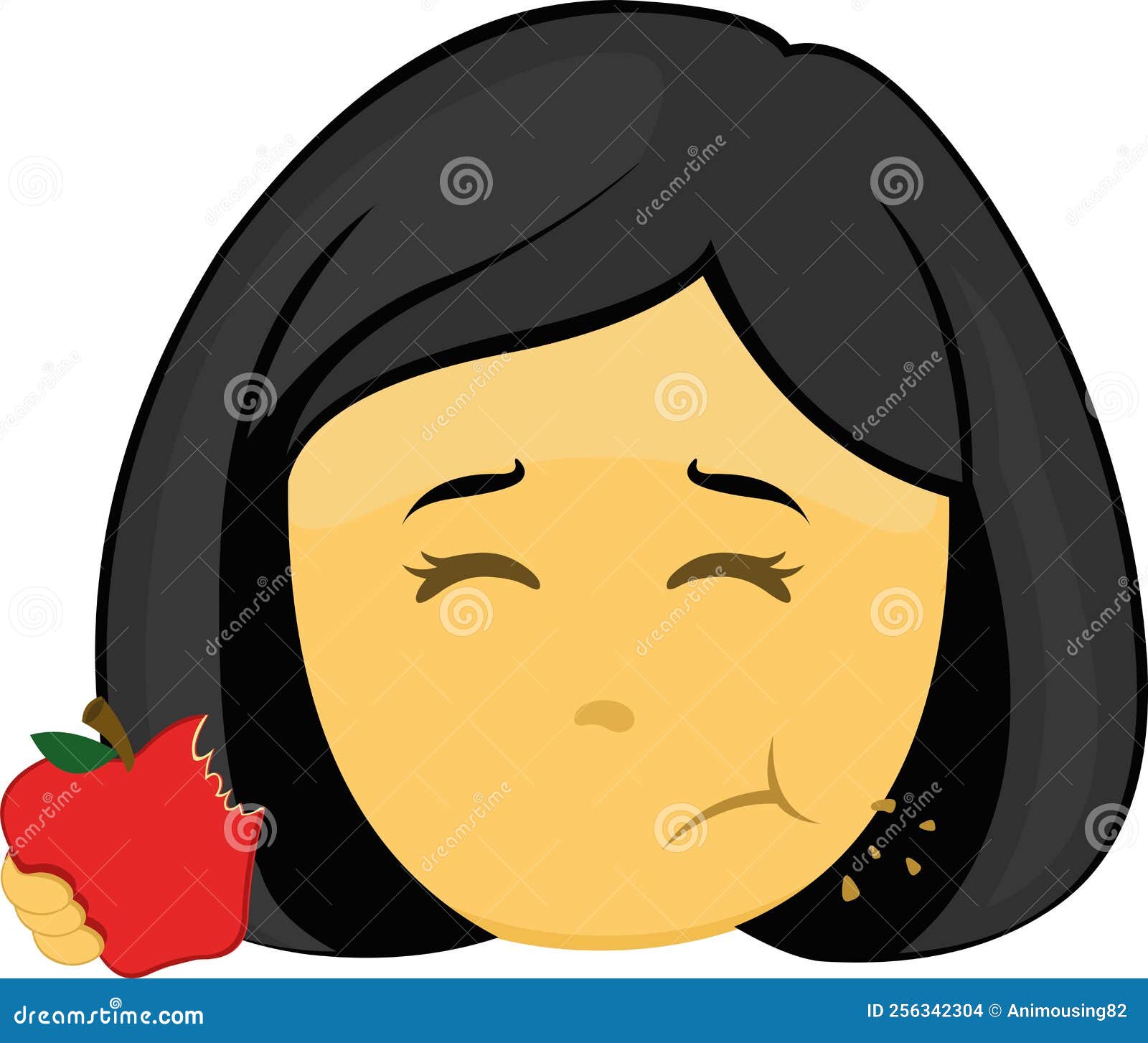 Vector Emoticon Girl Apple Bitten Stock Vector - Illustration of ...