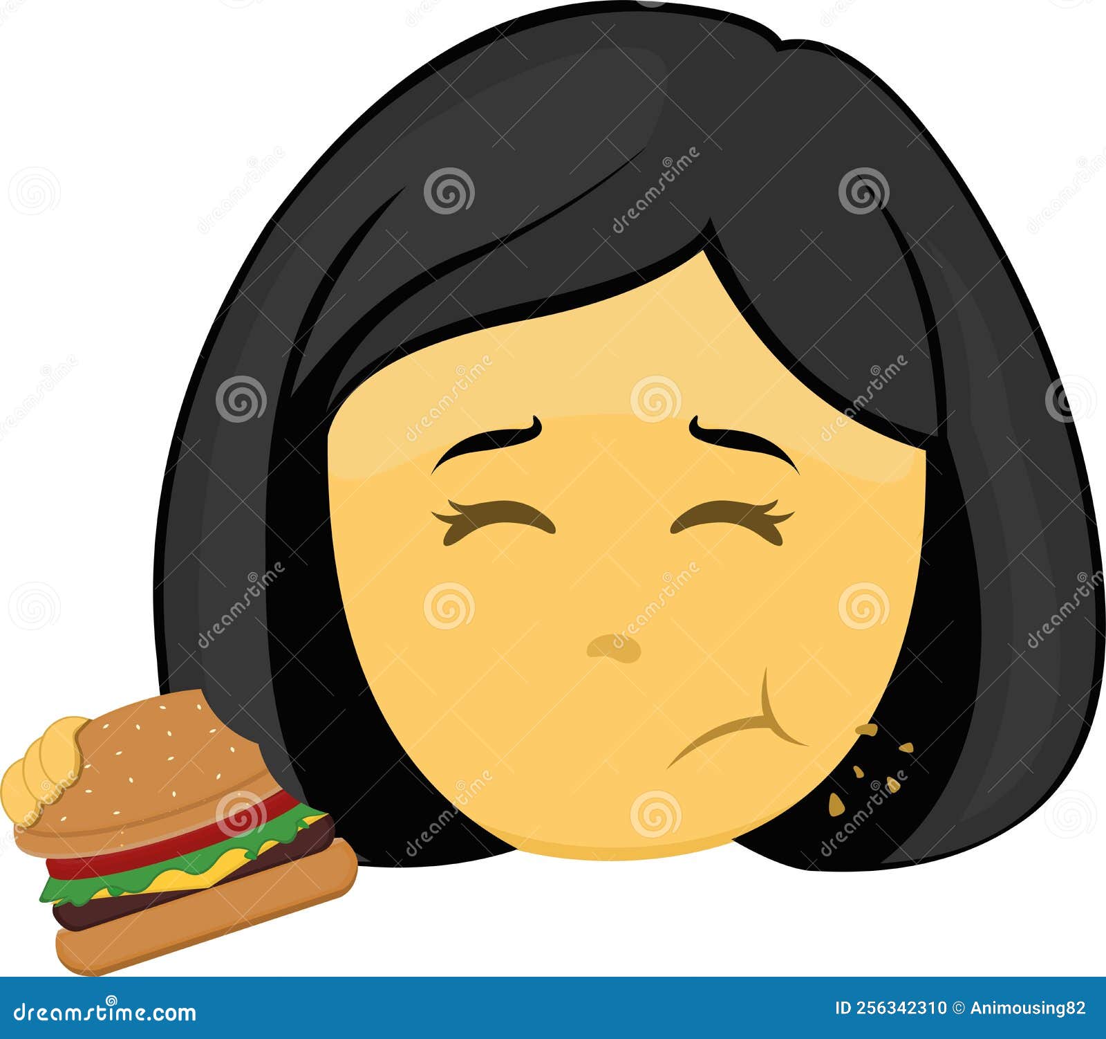 Vector Emoticon Girl Burger Bitten Stock Vector - Illustration of woman ...
