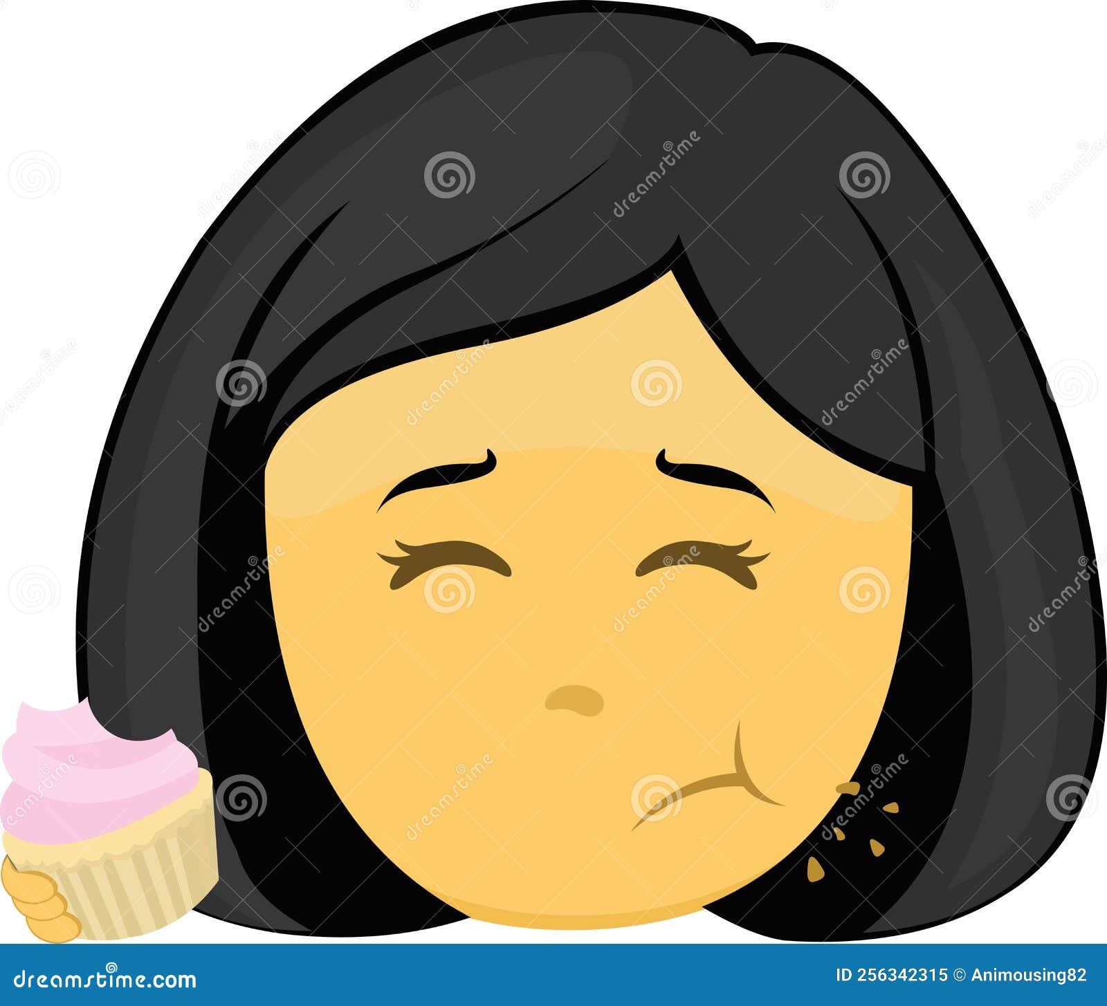 Vector Emoticon Girl Muffin Cupcake Bitten Stock Vector - Illustration ...